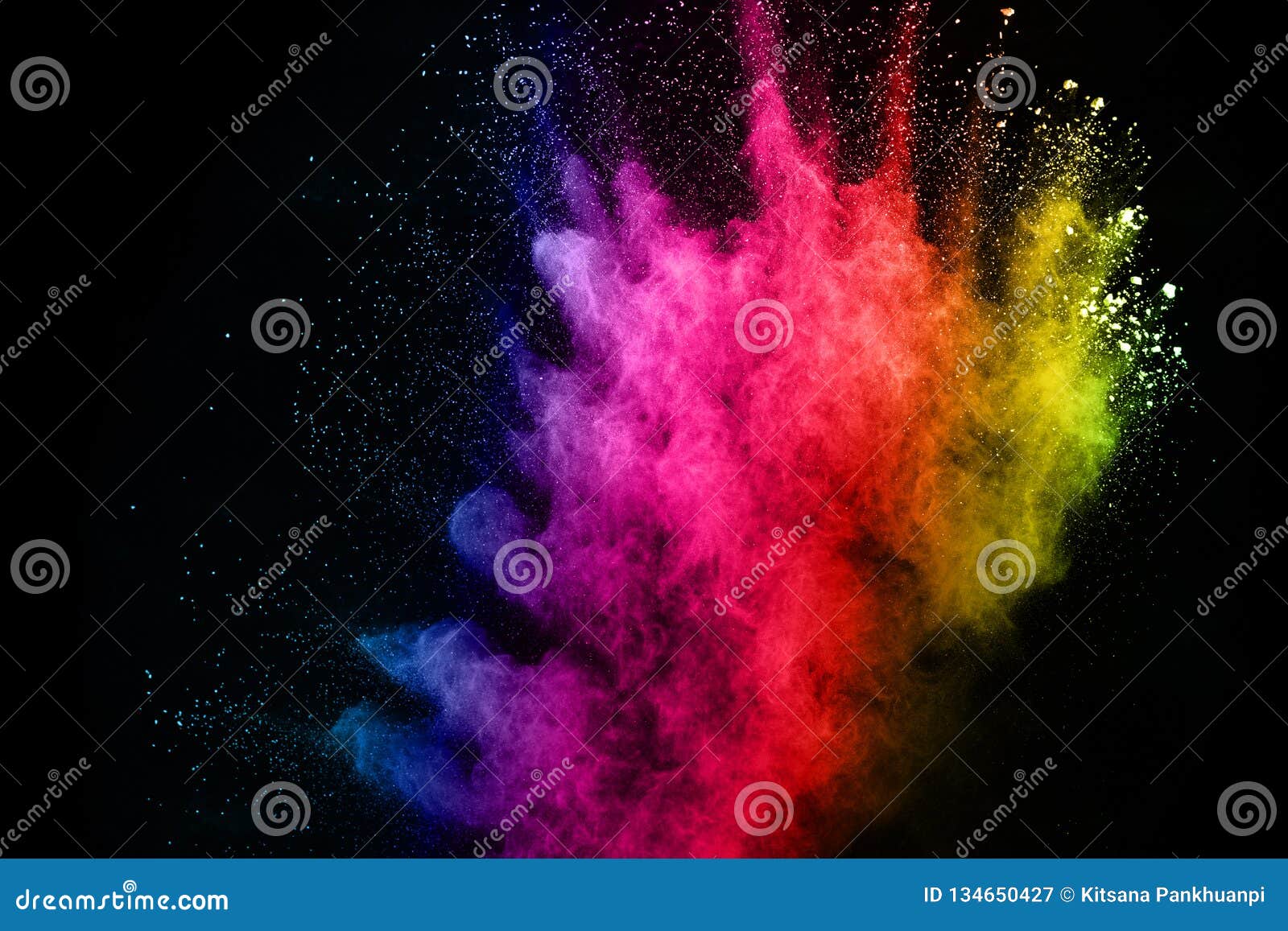 Abstract Colored Dust Explosion on a Black Background. Stock Image ...