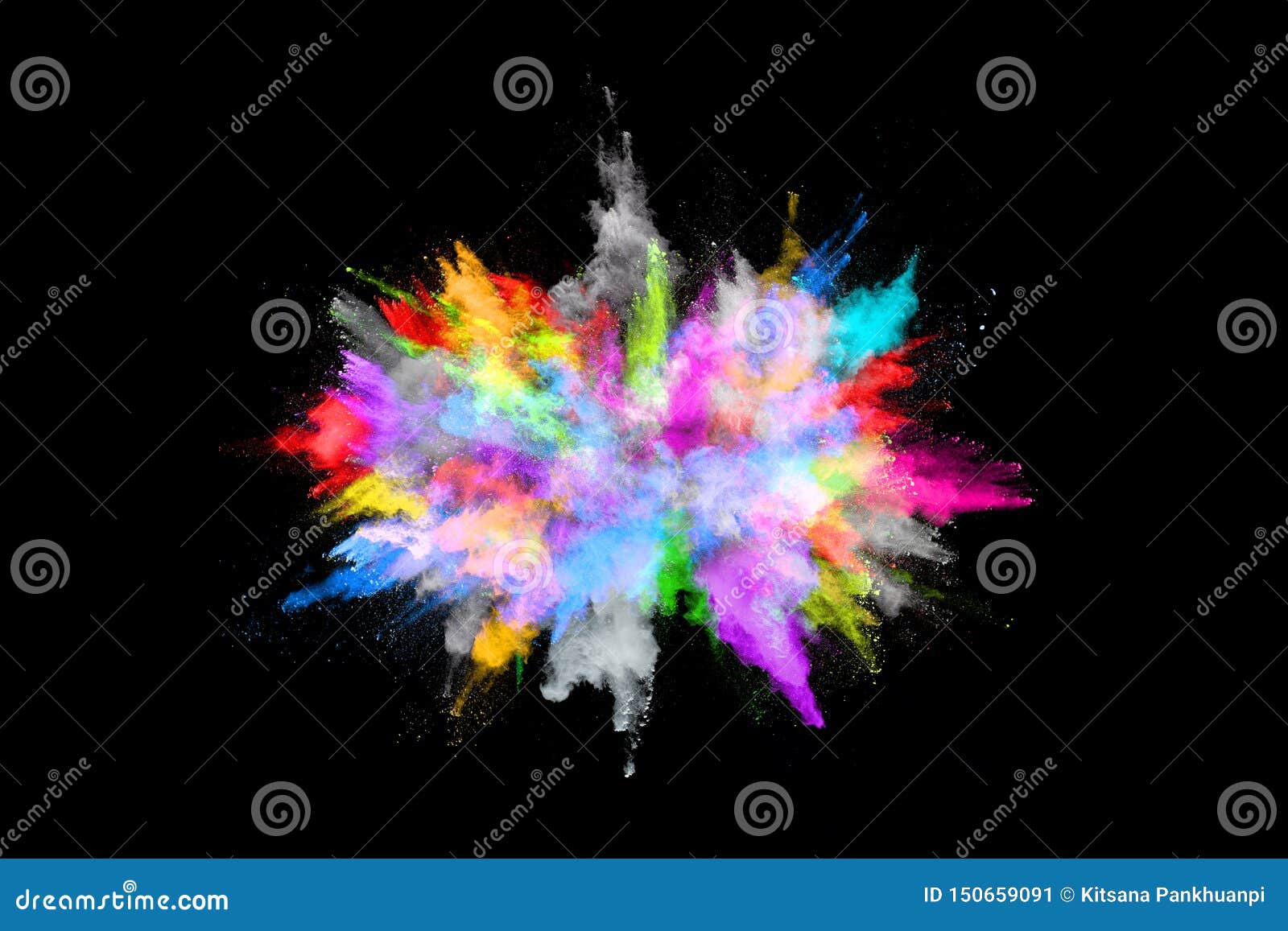 Abstract Colored Dust Explosion on a Black Background. Stock Image ...