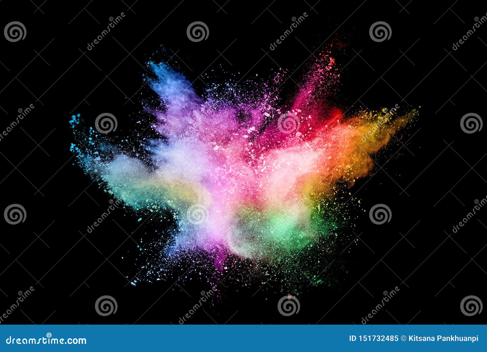 Abstract Colored Dust Explosion on a Black Background. Stock Image ...