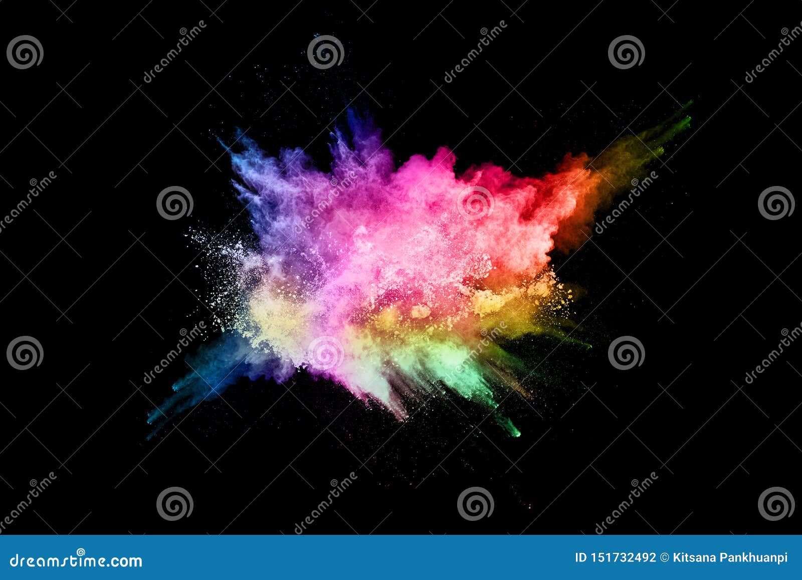 Abstract Colored Dust Explosion on a Black Background. Stock Photo ...