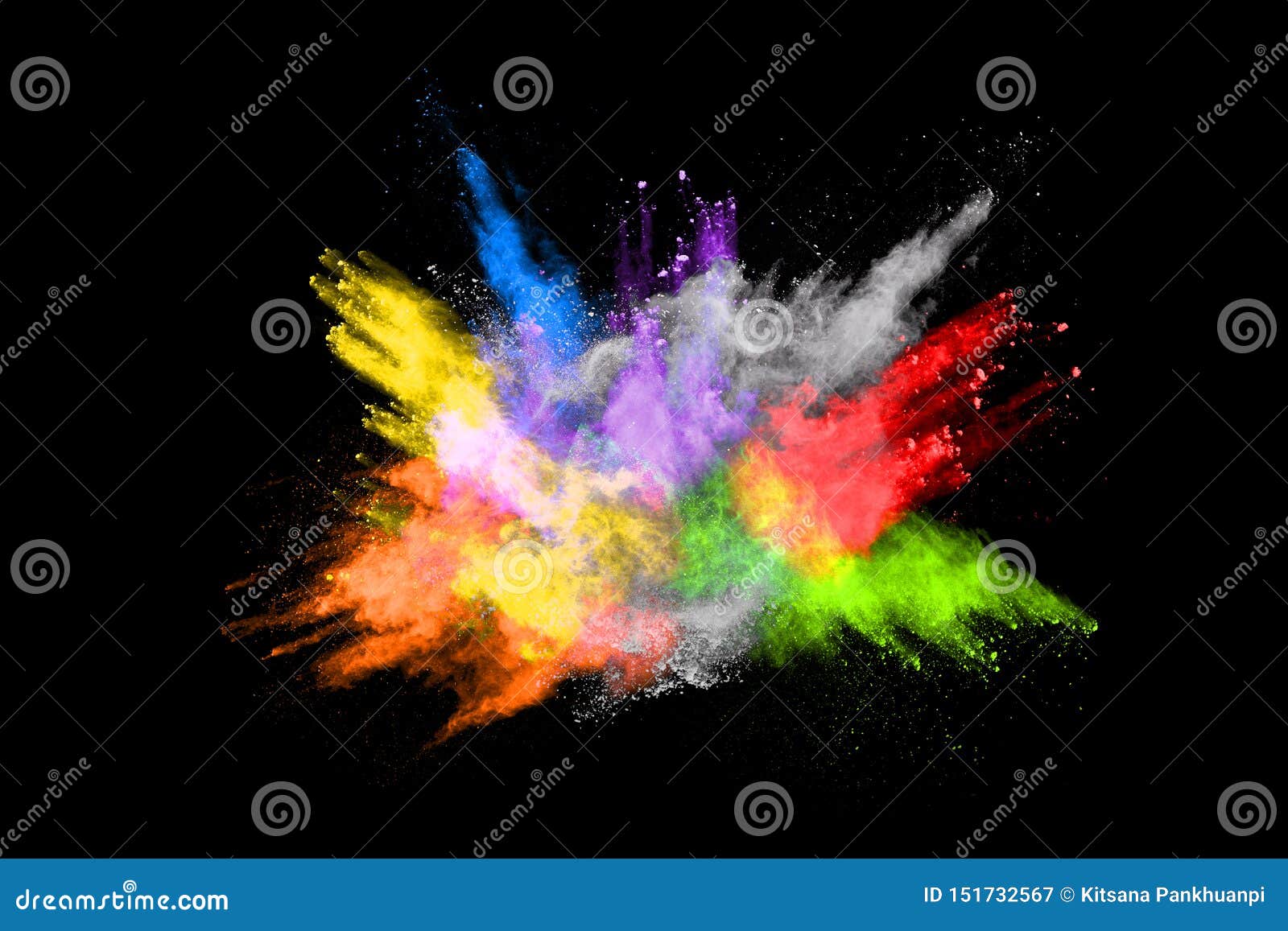 Abstract Colored Dust Explosion on a Black Background. Stock Image ...