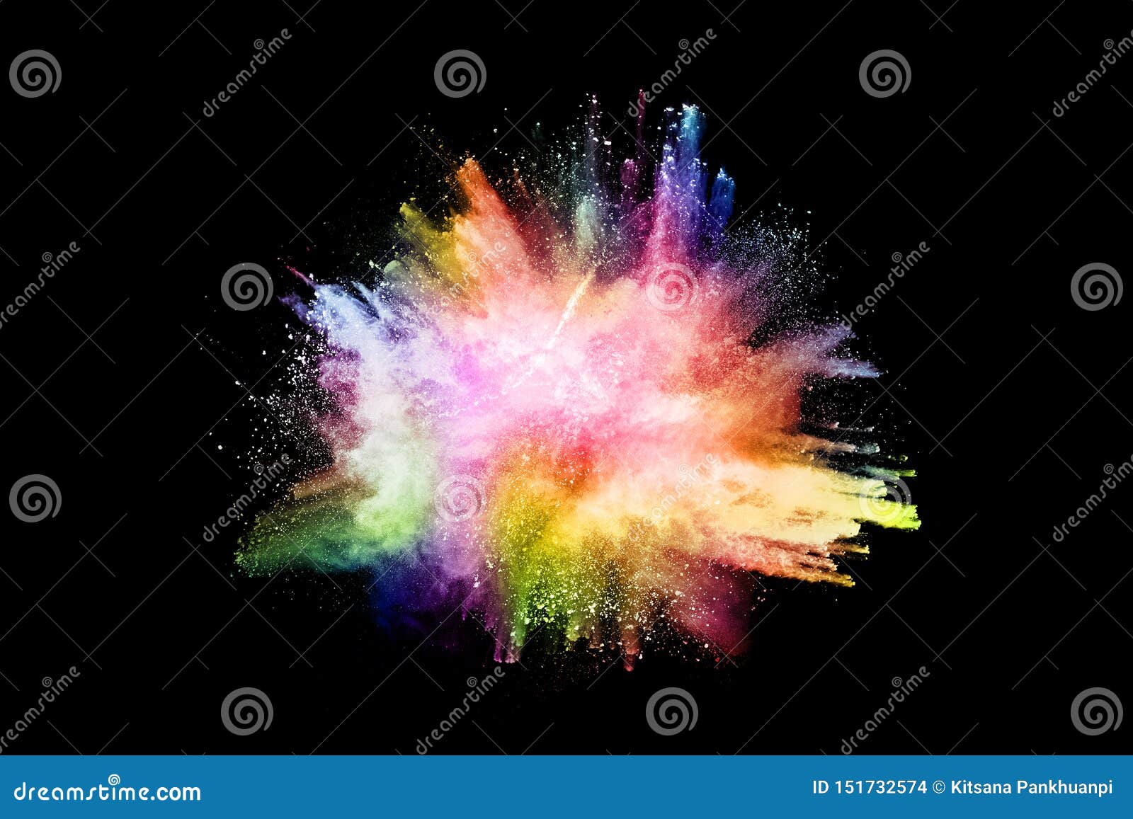 Abstract Colored Dust Explosion on a Black Background. Stock Photo ...
