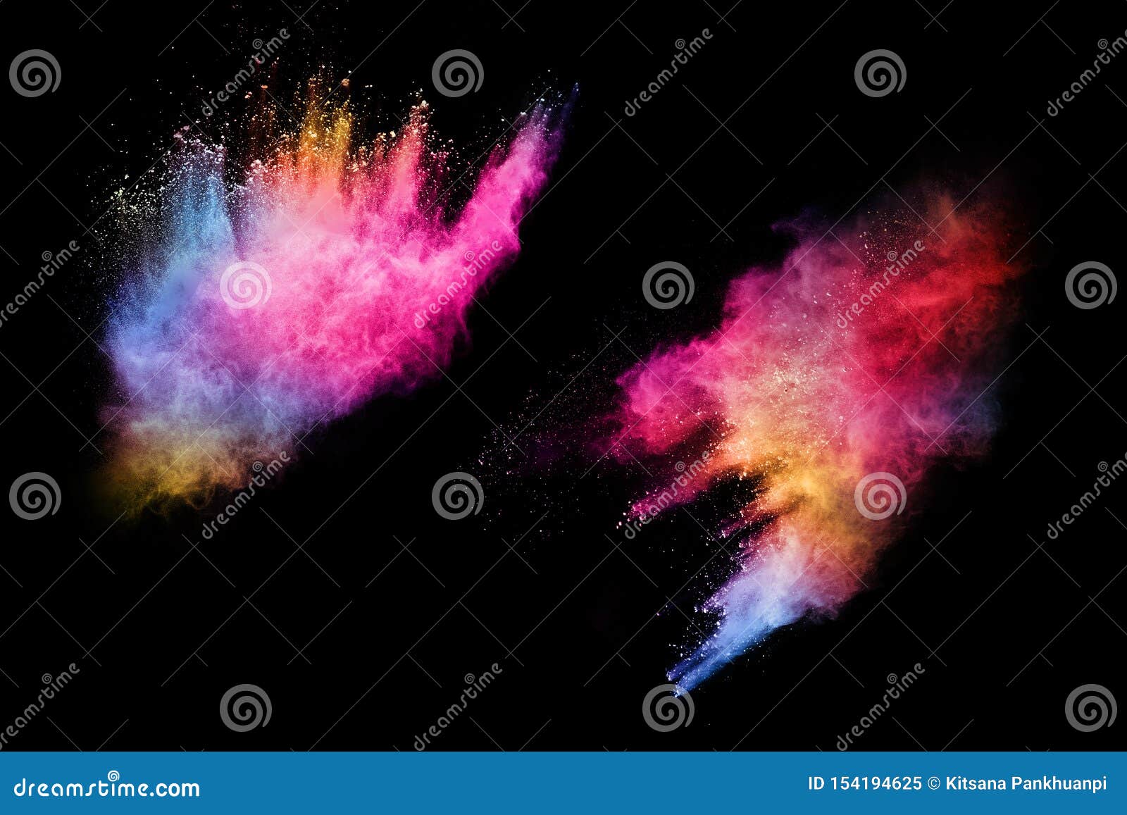 Abstract Colored Dust Explosion on a Black Background. Stock Image ...
