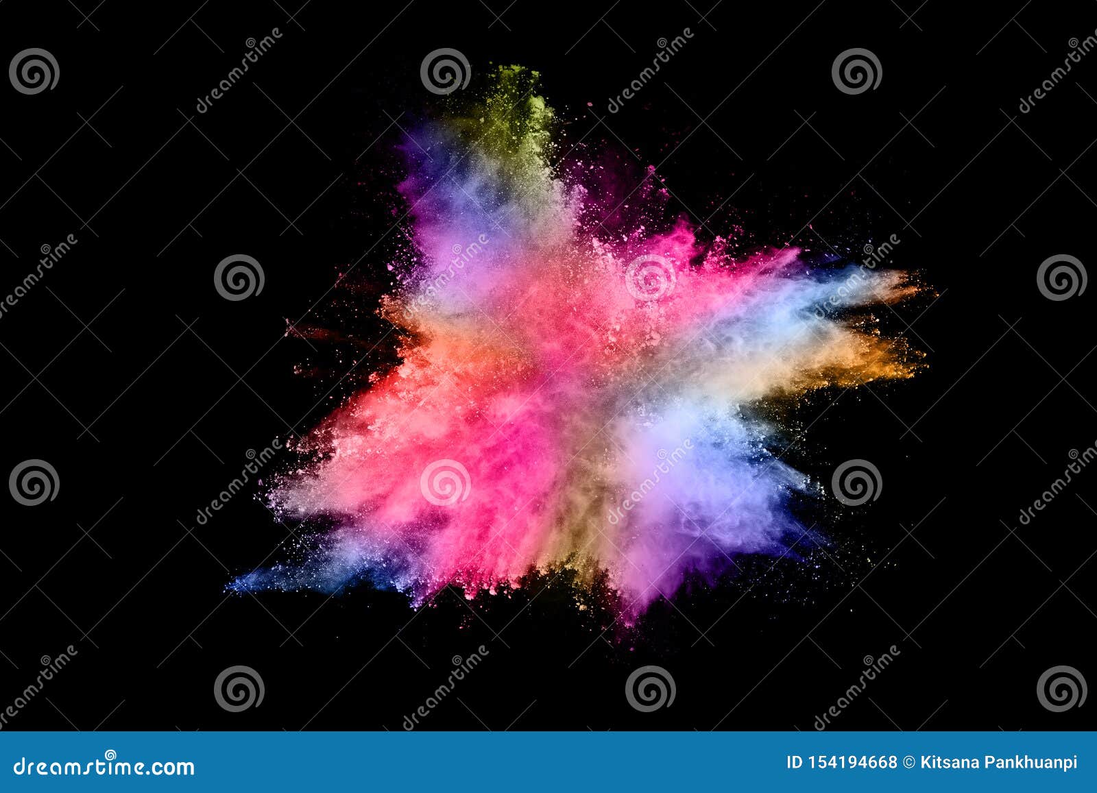Abstract Colored Dust Explosion on a Black Background. Stock Photo ...