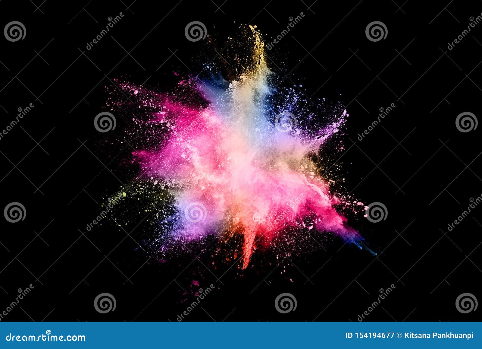 Abstract Colored Dust Explosion on a Black Background. Stock Image ...
