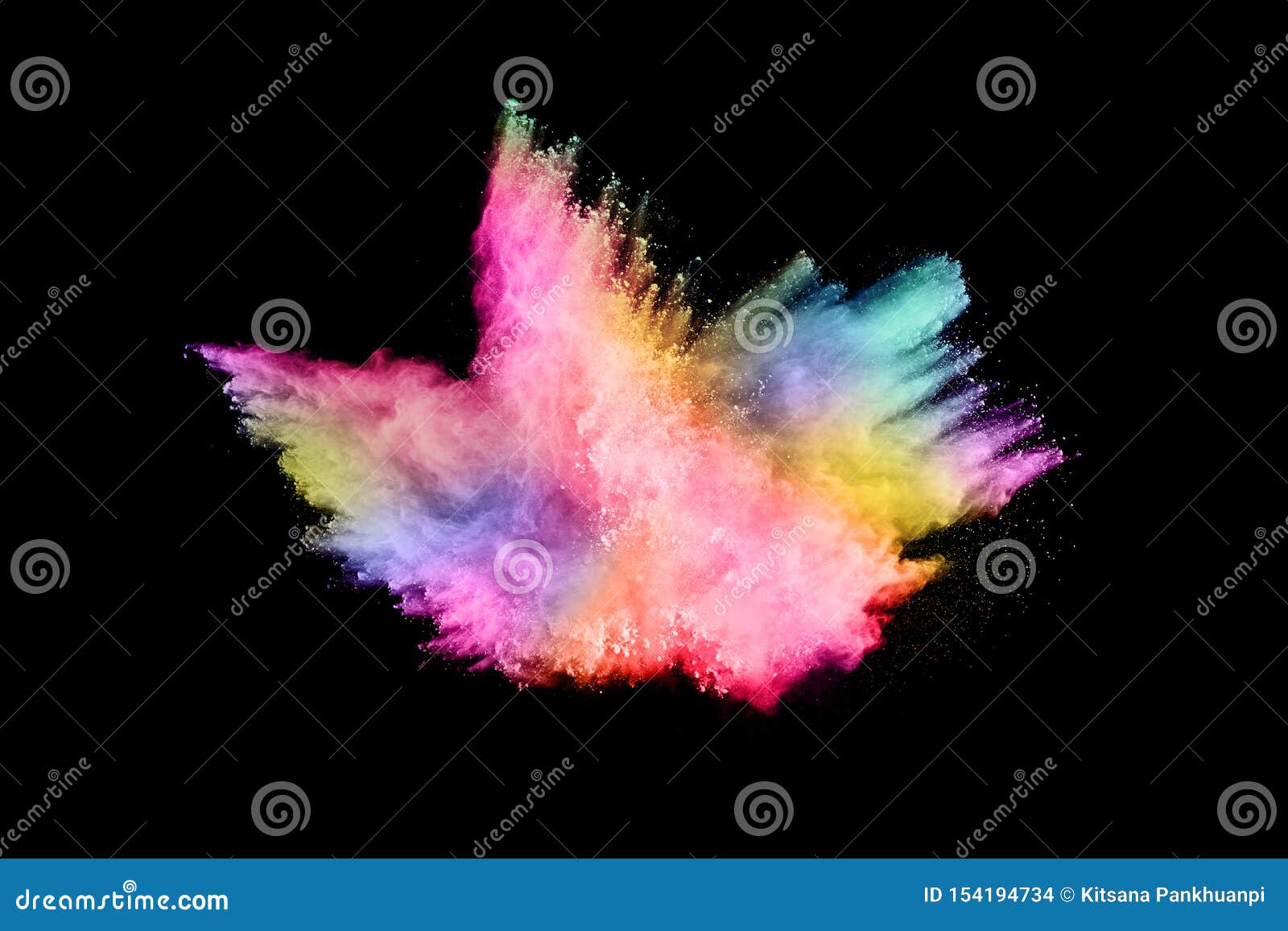Abstract Colored Dust Explosion on a Black Background. Stock Photo ...