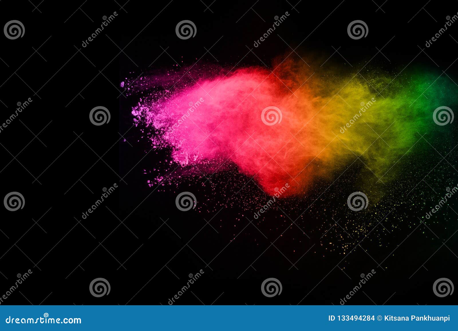 Abstract Colored Dust Explosion on Black Background. Stock Photo ...