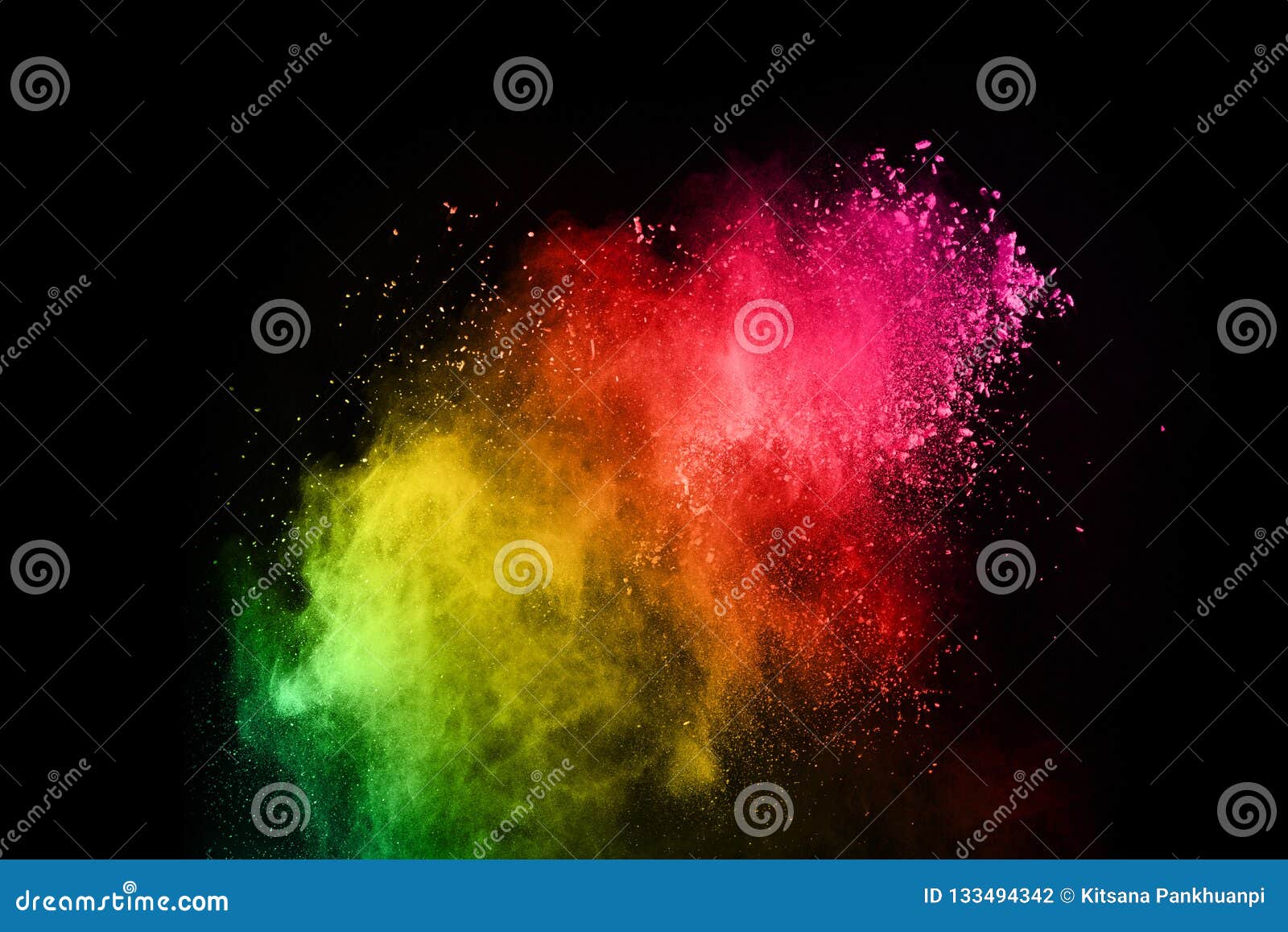 Abstract Colored Dust Explosion on Black Background. Stock Photo ...