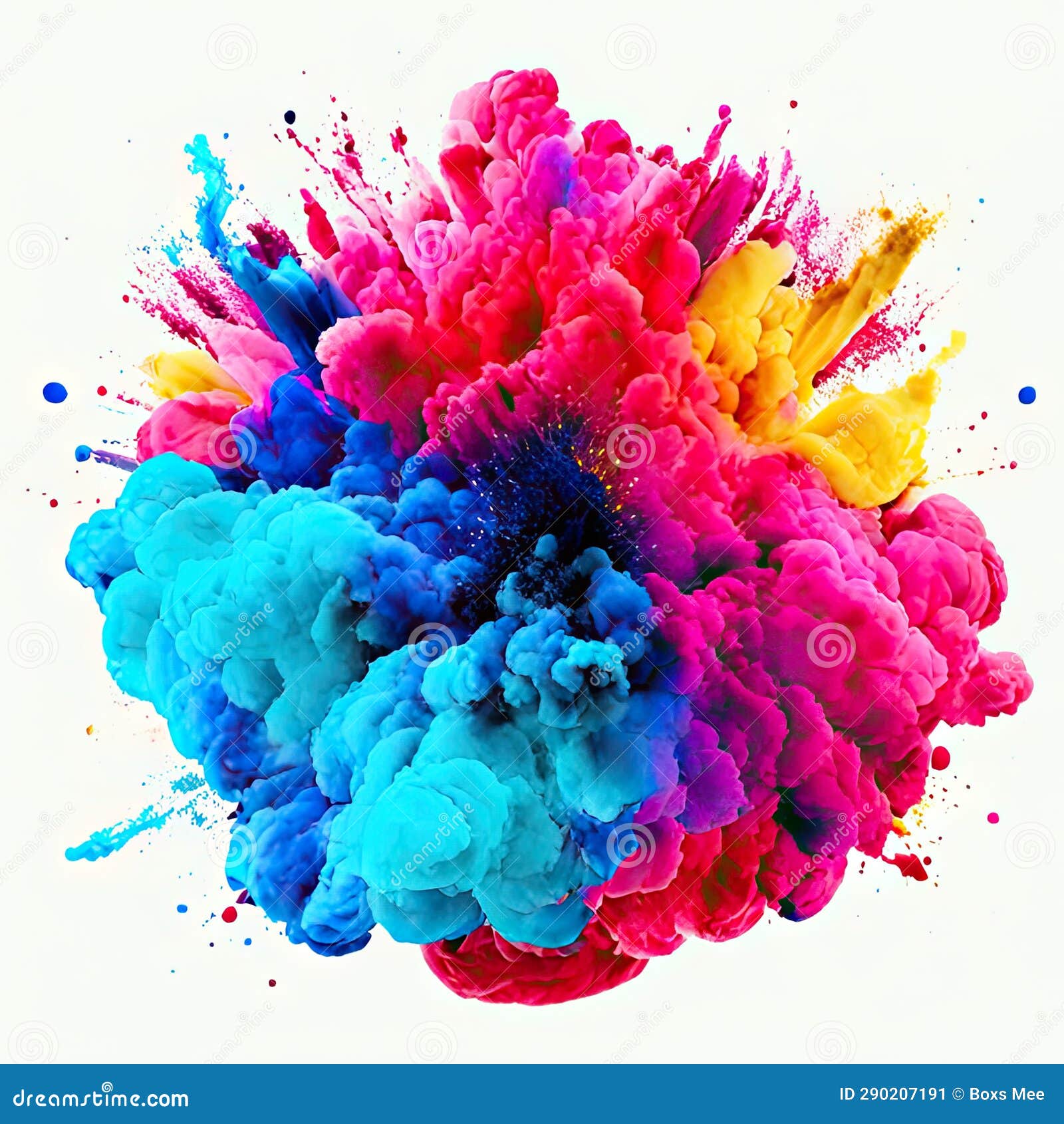 Abstract Colored Explosion of Paint on a White Background.3d Rendering ...