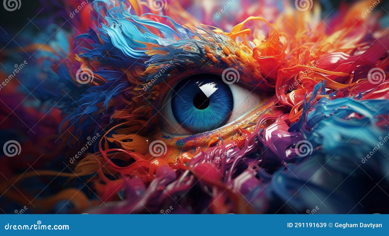 Colored Eye on Abstract Colorful Background, Graphick Designed Eye on ...