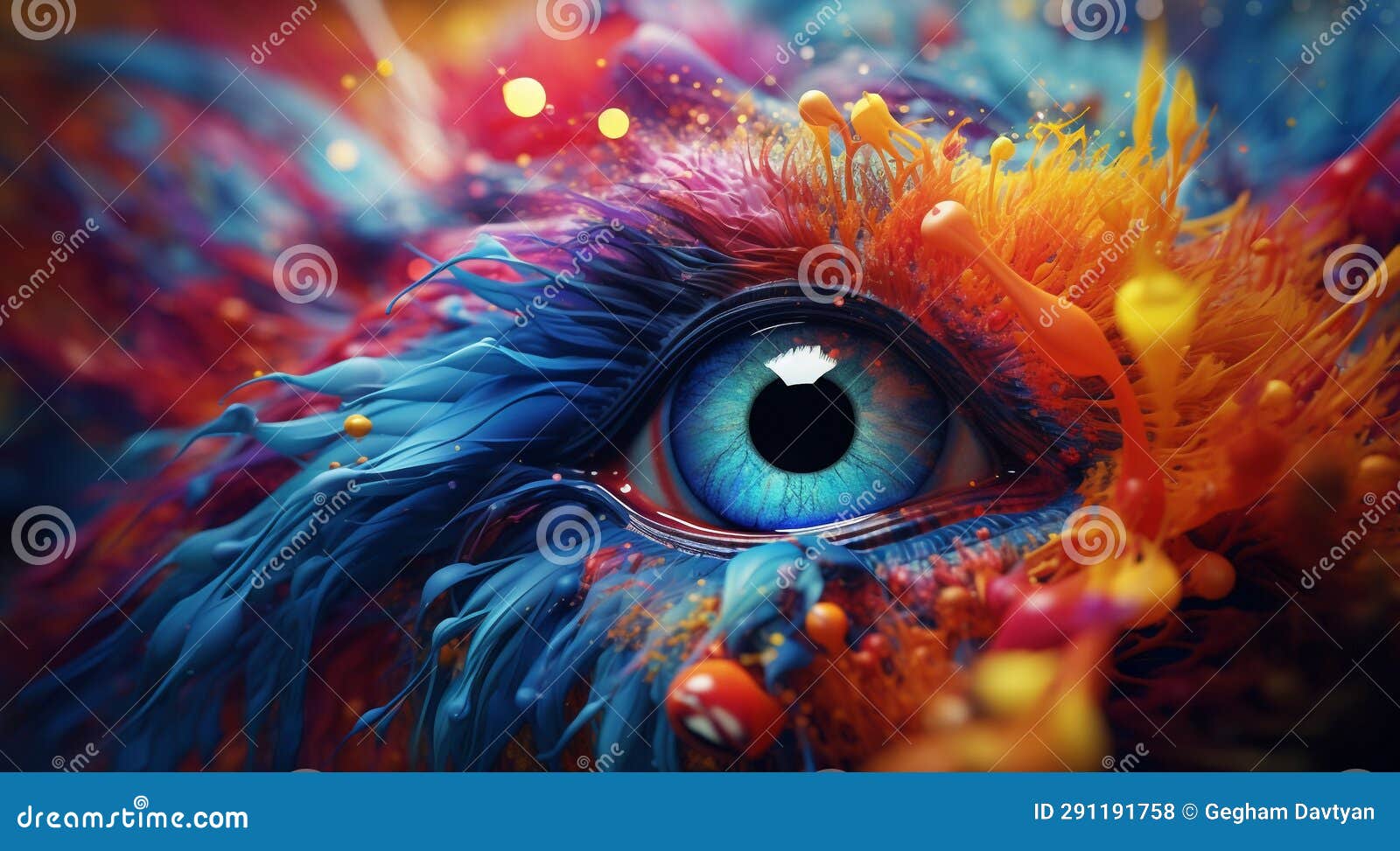 Colored Eye on Abstract Colorful Background, Graphick Designed Eye on ...