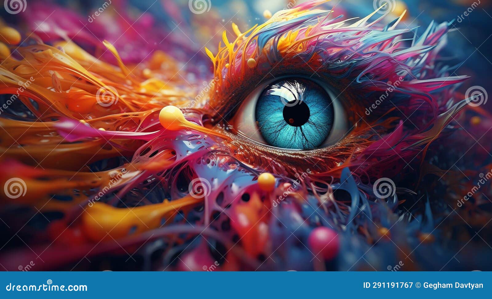 Colored Eye on Abstract Colorful Background, Graphick Designed Eye on ...