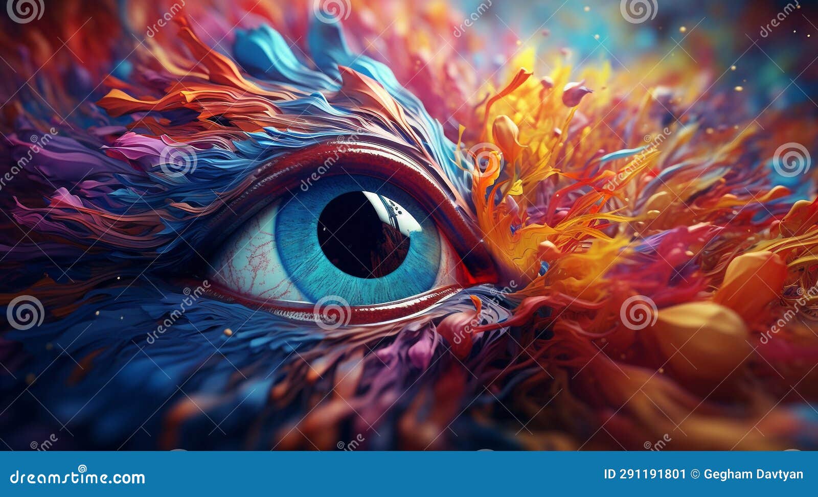 Colored Eye on Abstract Colorful Background, Graphick Designed Eye on ...