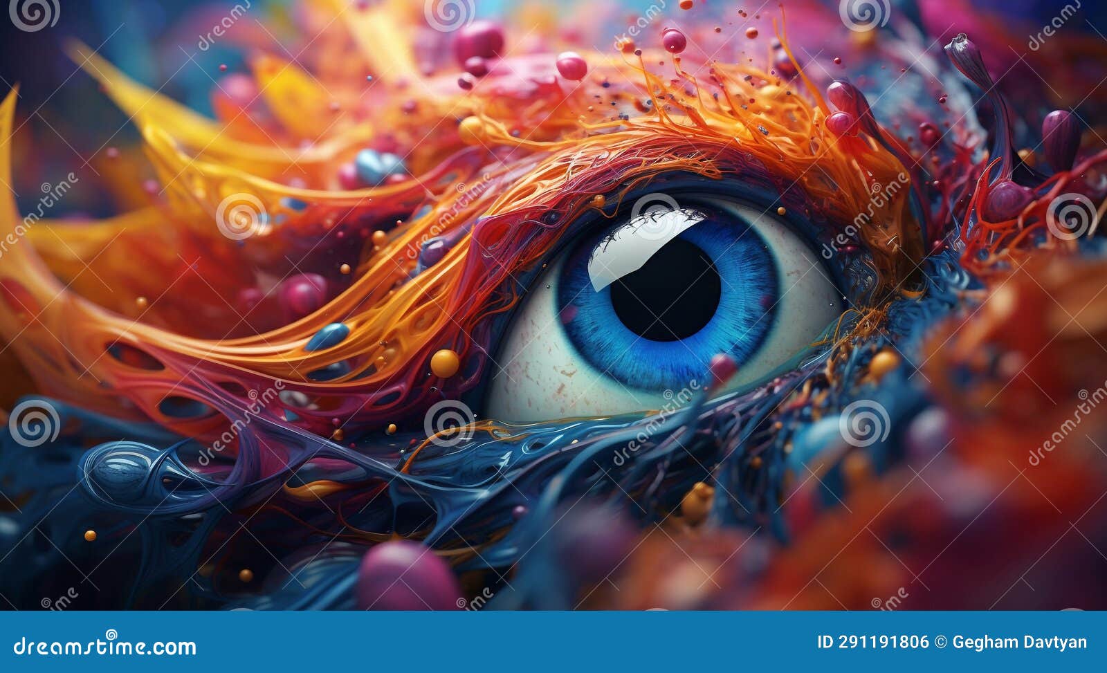 Colored Eye on Abstract Colorful Background, Graphick Designed Eye on ...