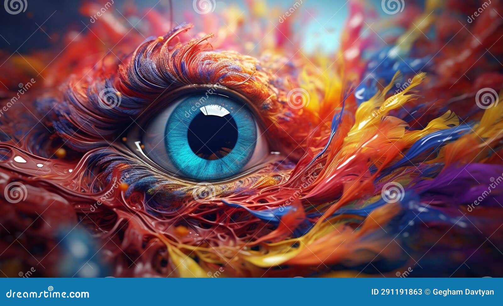 Colored Eye on Abstract Colorful Background, Graphick Designed Eye on ...