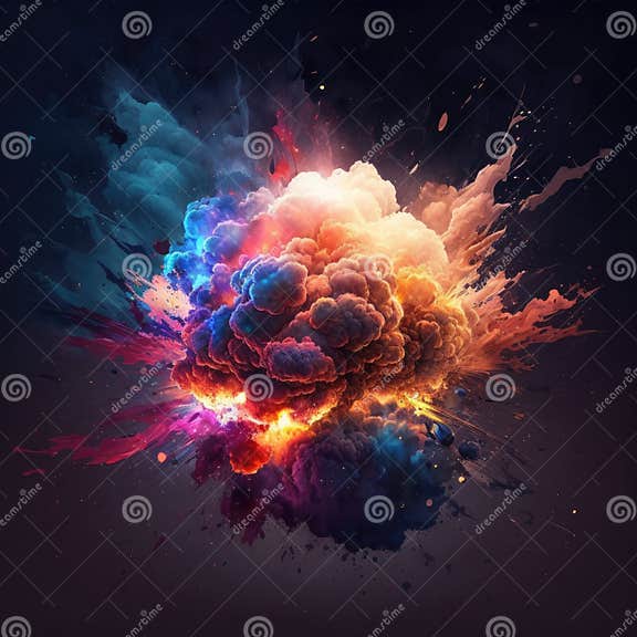 Abstract Colored Fire Explosion. Generative AI Stock Illustration ...