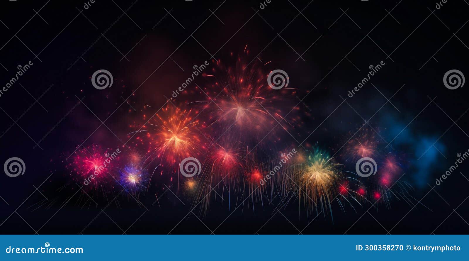 Abstract Colored Firework Background with Free Space for Text. New Year ...