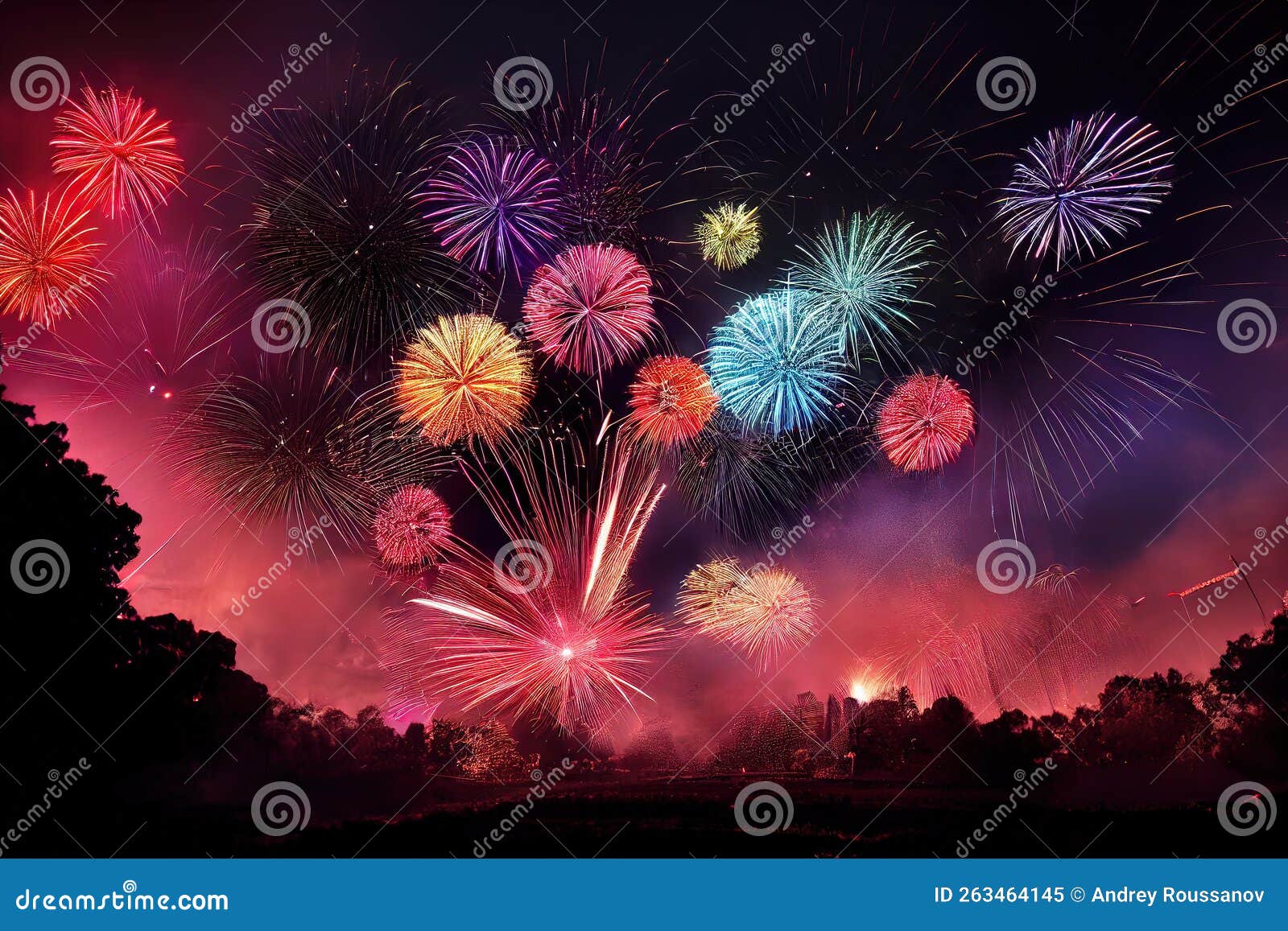 Abstract Colored Fireworks. AI Render. Stock Illustration ...