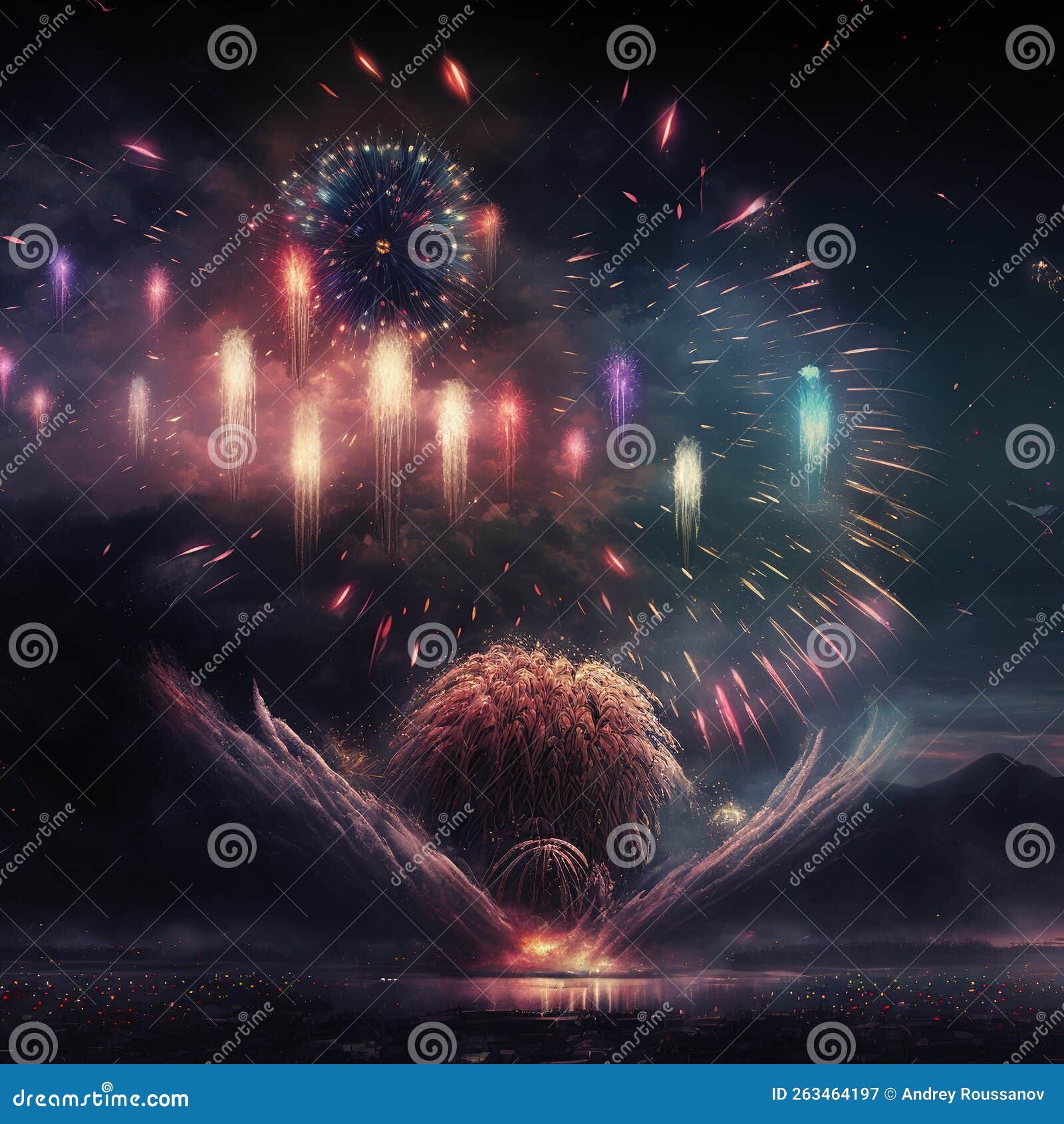Abstract Colored Fireworks. AI Render. Stock Illustration ...