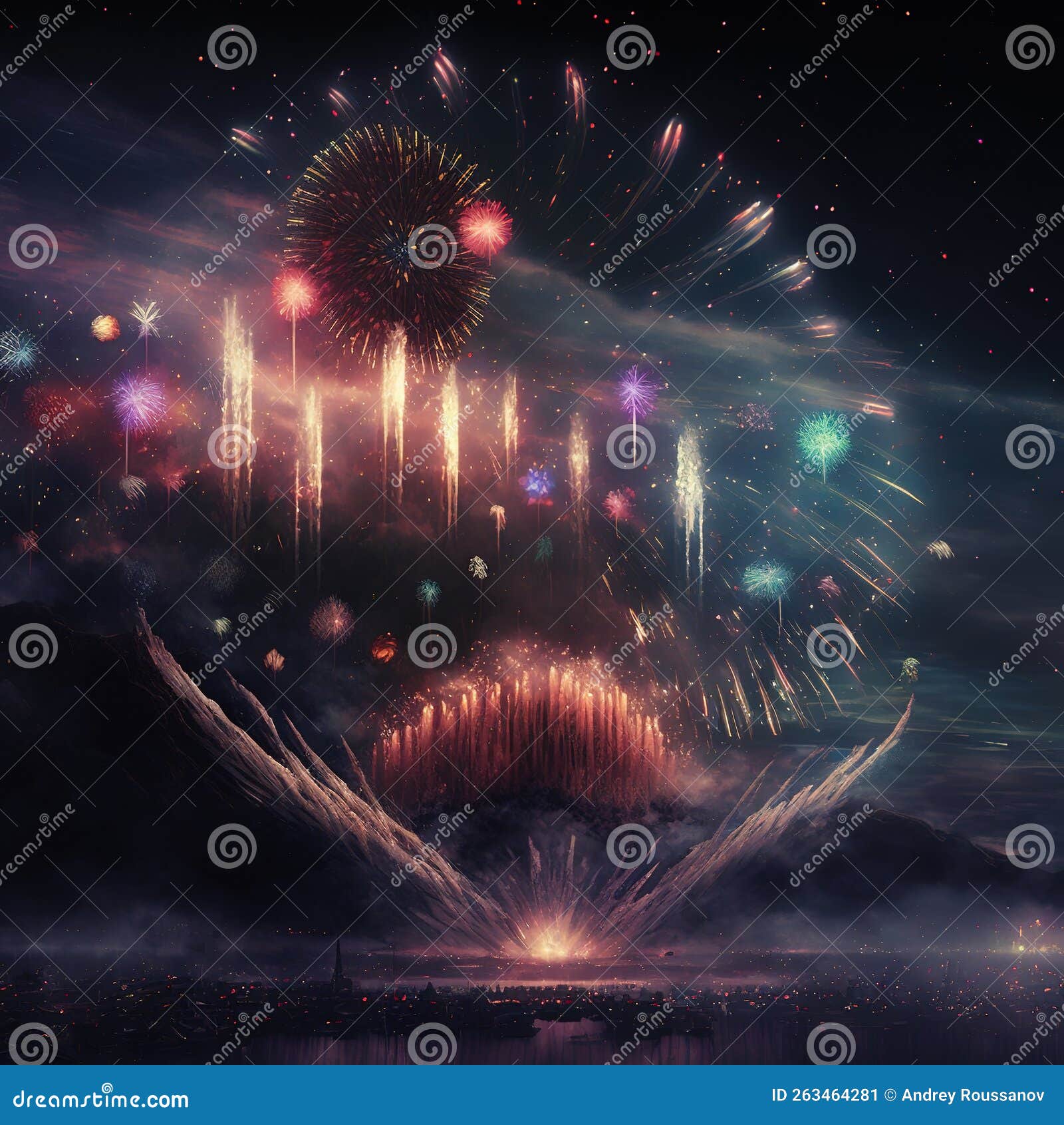 Abstract Colored Fireworks. AI Render. Stock Illustration ...