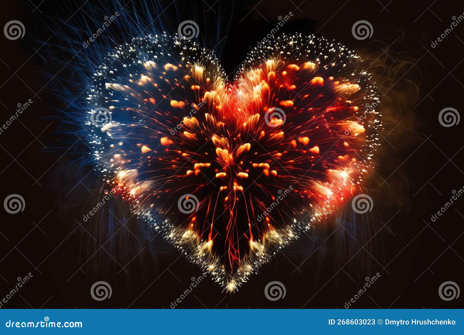 Abstract Colored Fireworks Heart Shape. Multicolored Fireworks Heart ...