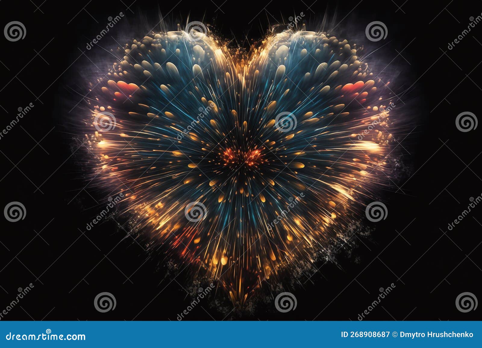 Abstract Colored Fireworks Heart Shape. Multicolored Fireworks Heart ...