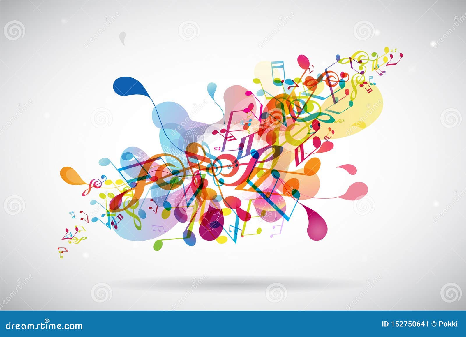 Abstract Colored Flower Background with Music Tunes Stock Vector ...