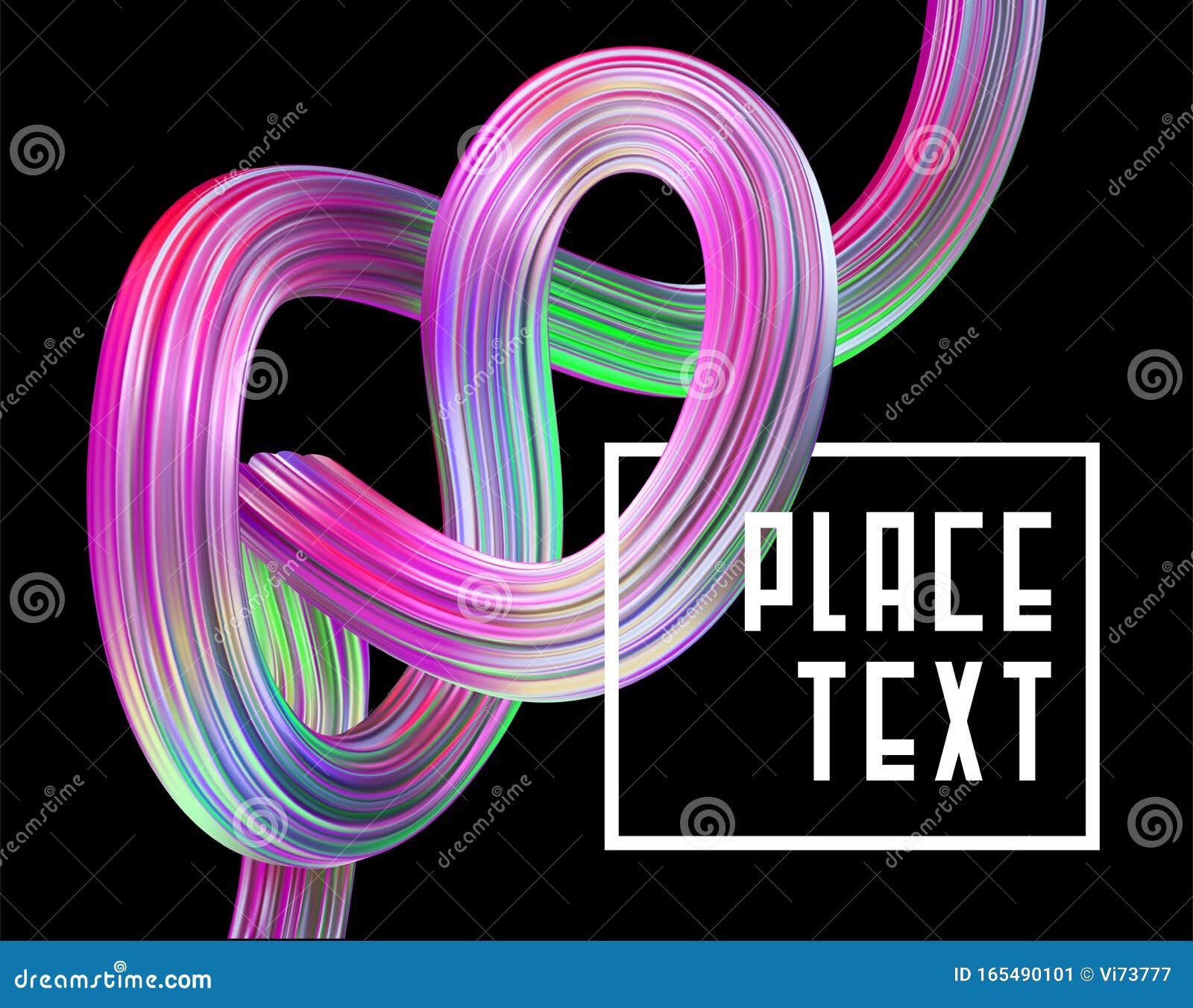 Abstract Colored Fluid Flow Banner Template. Holographic 3D Vector ...