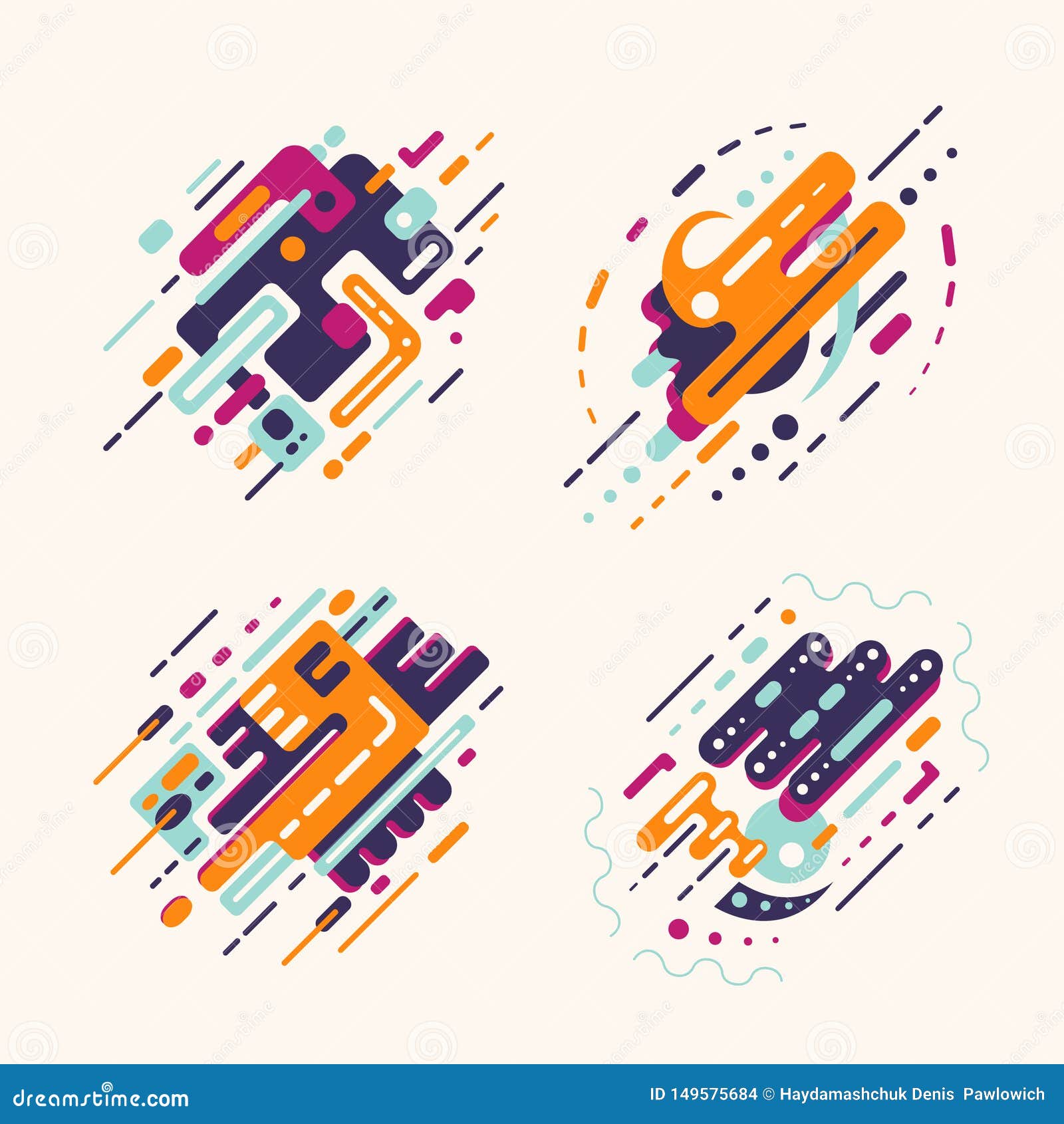 Abstract Colored Forms and Line Vector Isolated Elements. Stock Vector ...