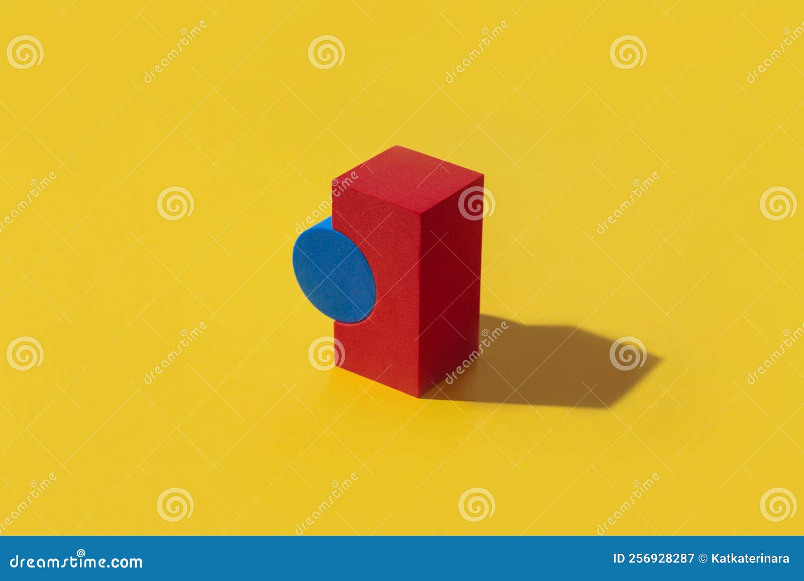Abstract Colored Geometric Shape Red and Blue on Yellow Background ...