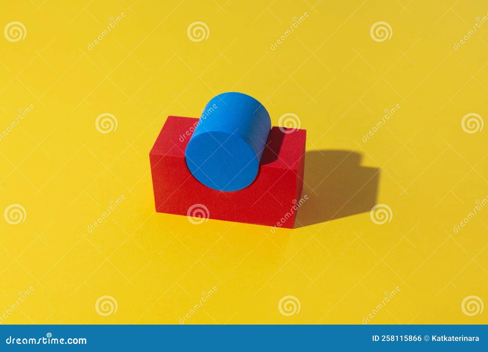 Abstract Colored Geometric Shape Red and Blue on Yellow Background ...