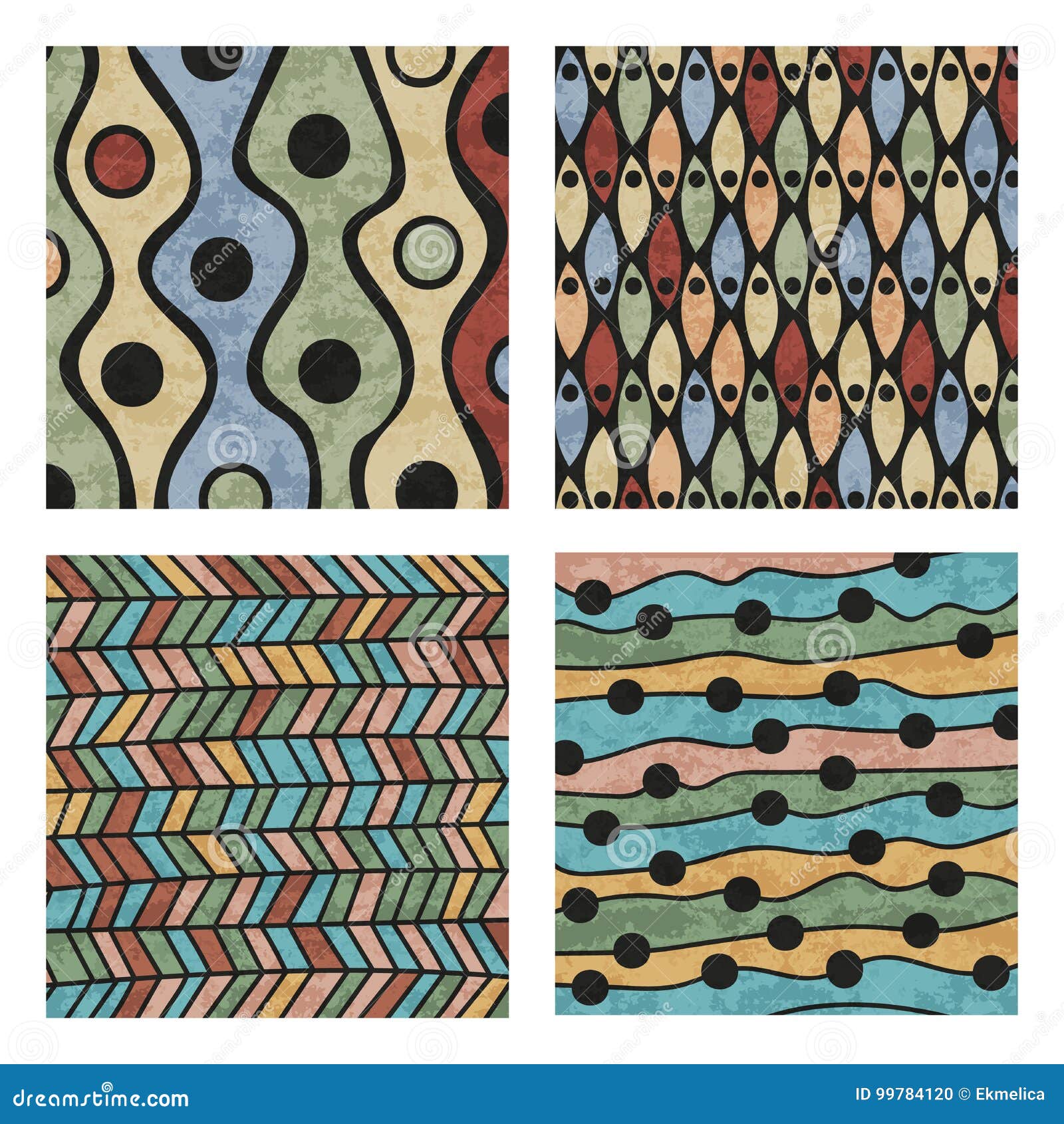 Abstract Colored Hand Drawn Doodle Patterns Stock Vector - Illustration ...