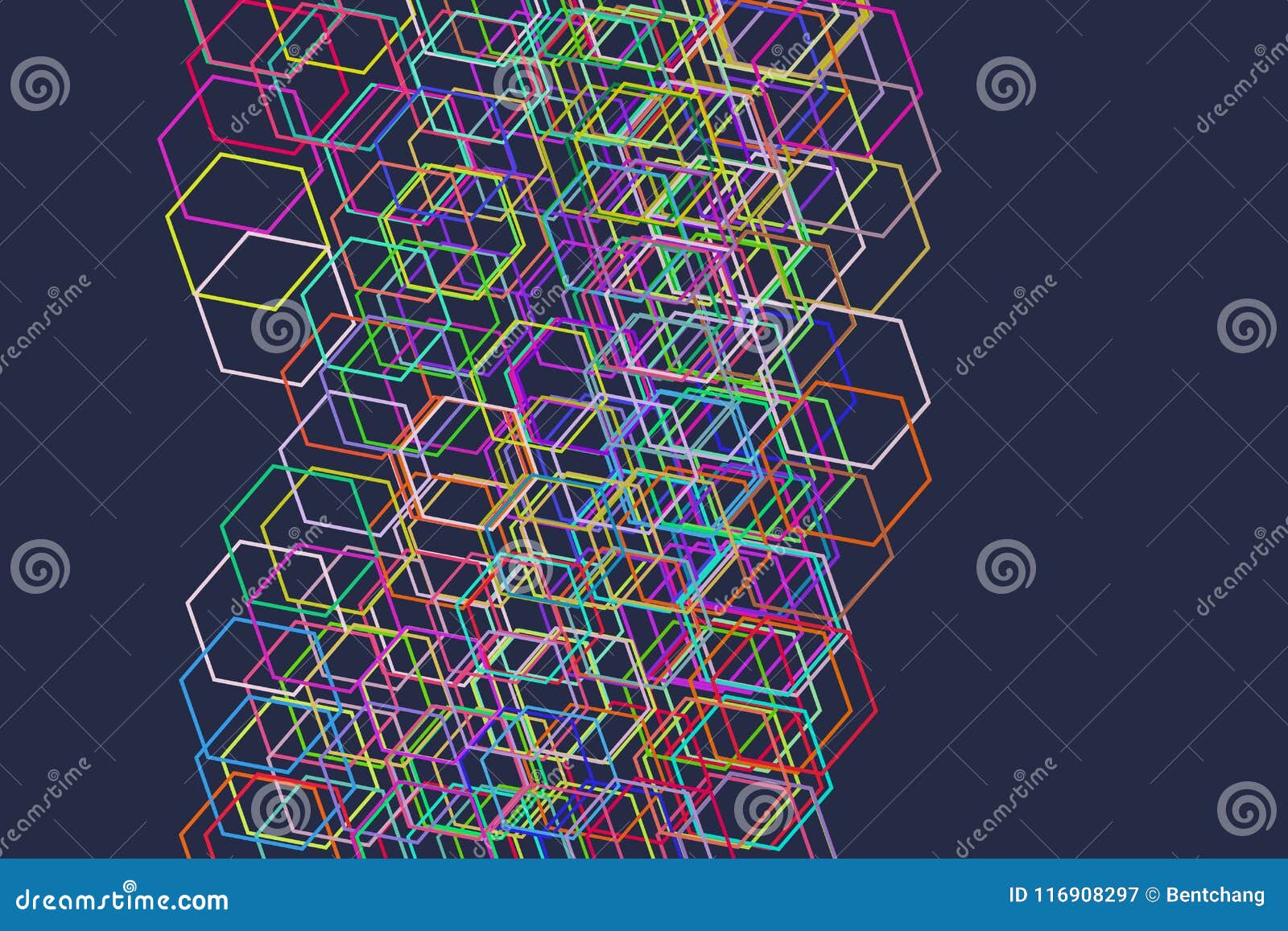 Abstract Colored Hexagon Shape Pattern. Illustration, Canvas, Creative ...