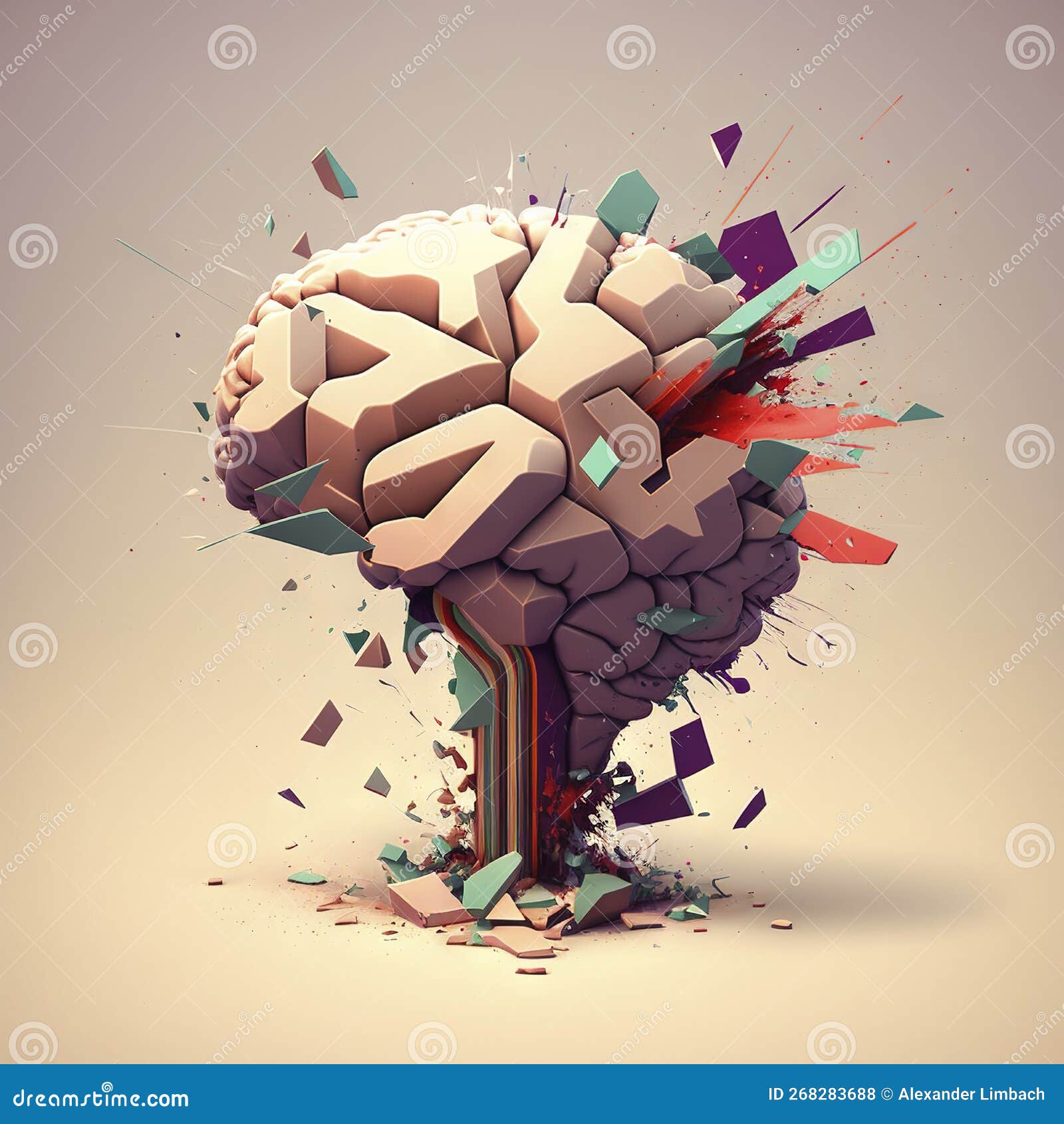 Abstract Colored Brain Explosion. Generative AI Stock Illustration ...