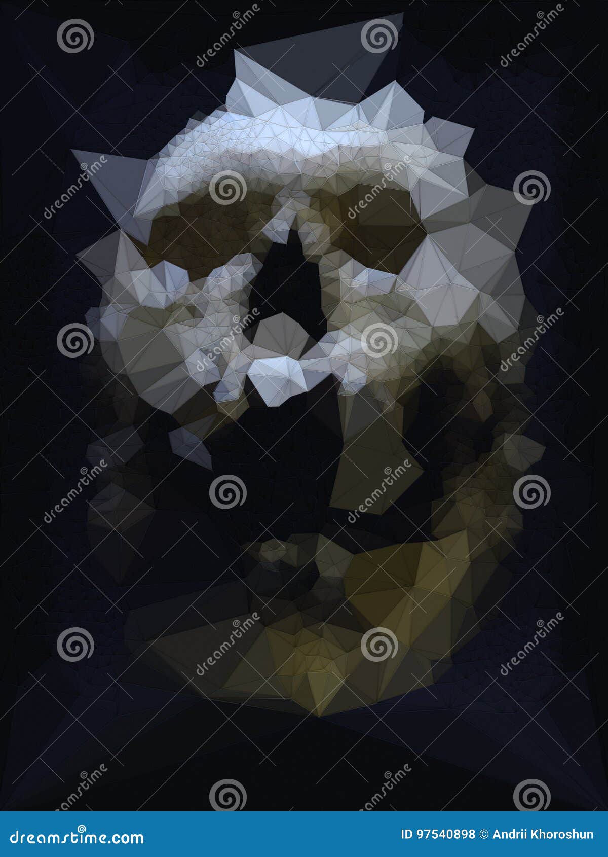 Abstract Colored Low Polygonal Skull. 3d Rendering Stock Illustration ...