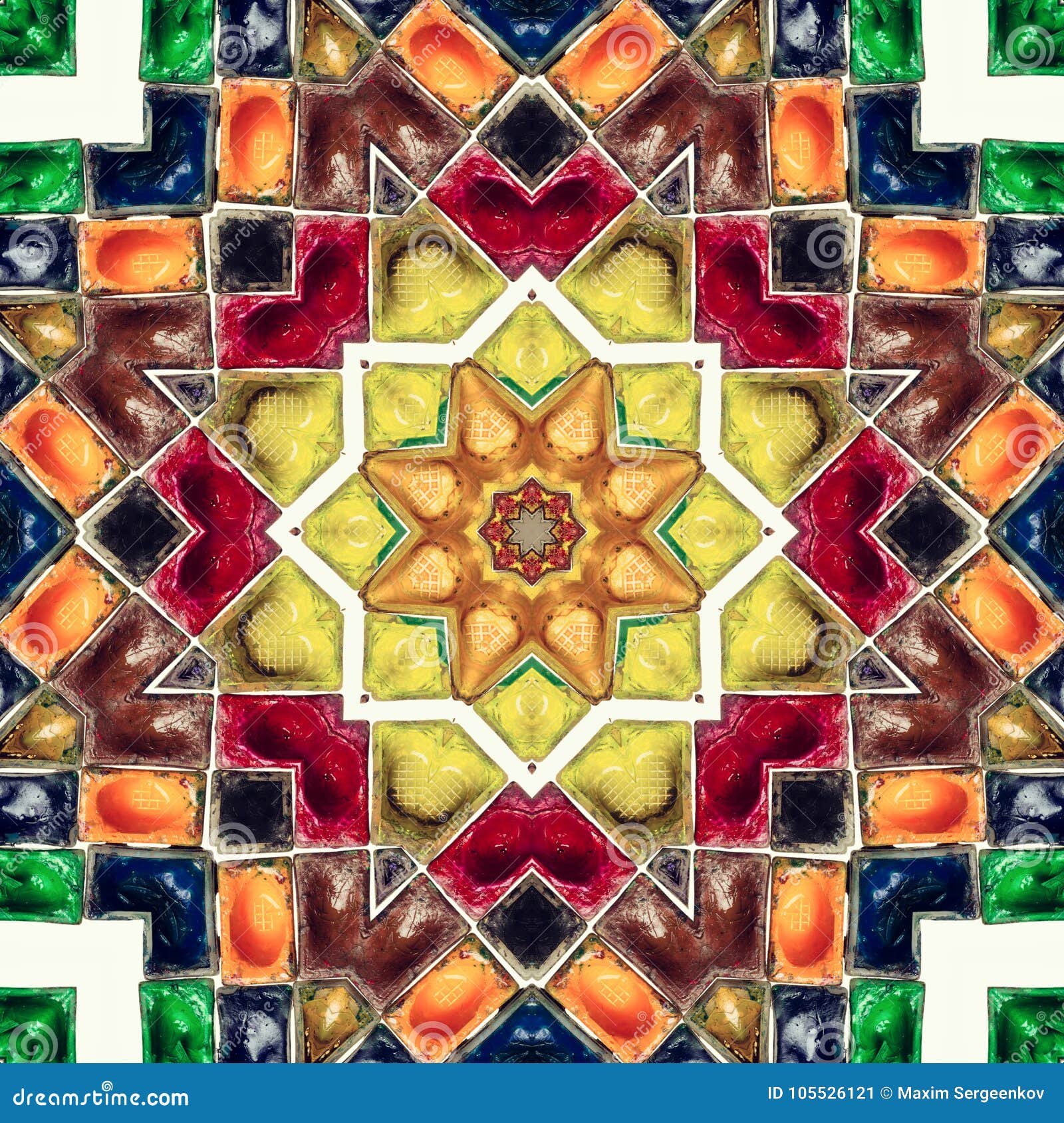 Abstract Colored Mosaic Pattern with Flower Inside. Stock Image - Image ...