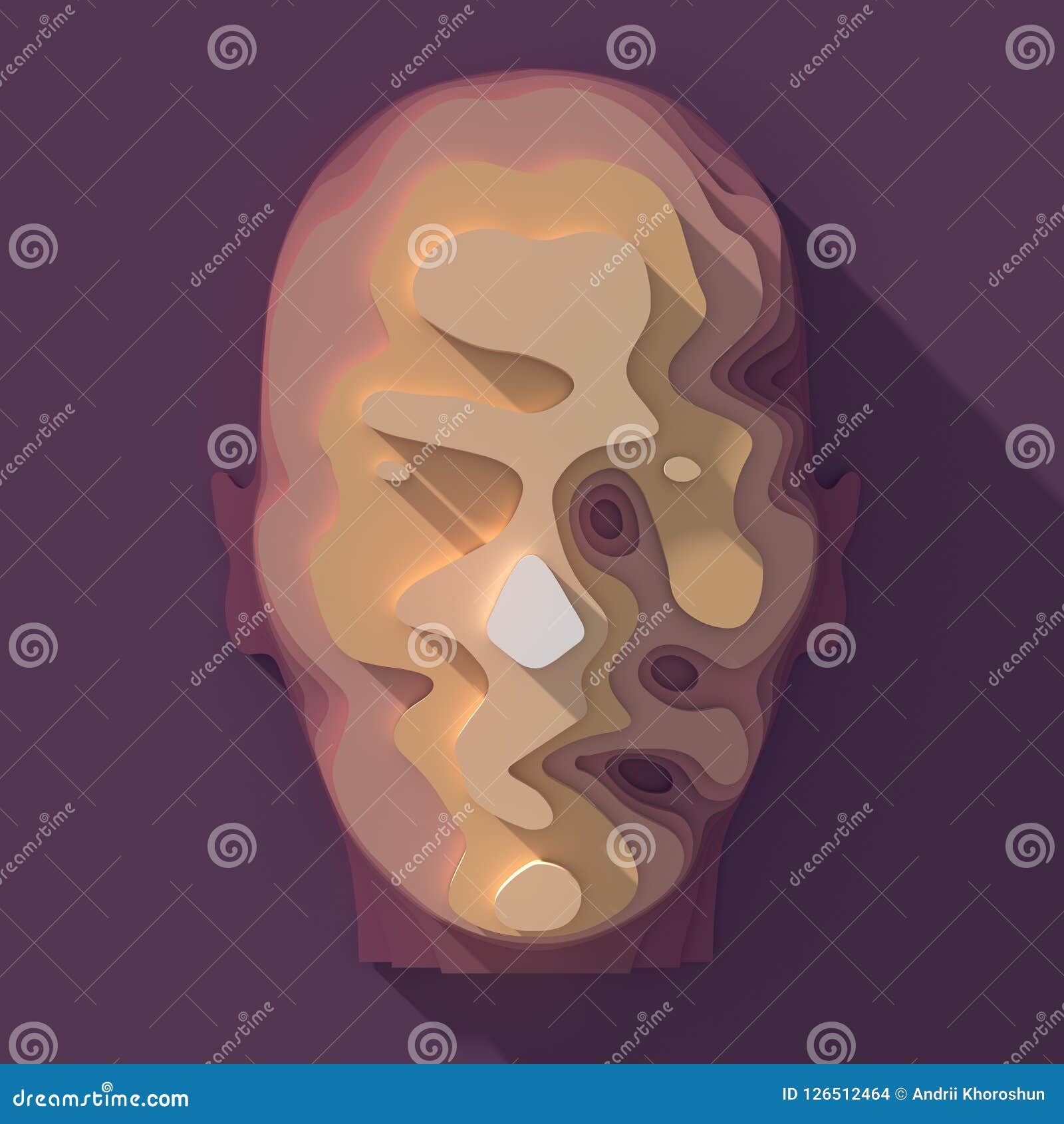 Abstract Paper Cut Human Head. Paper Sclices with Long Shadow Form 3d ...
