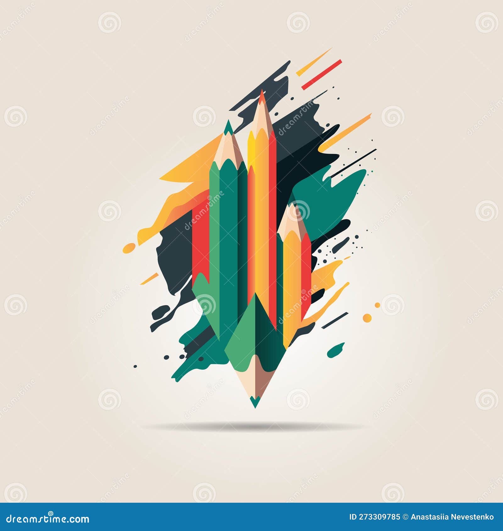 Abstract Colored Pencil. Creative Pencils Concept. Innovation, Solution ...
