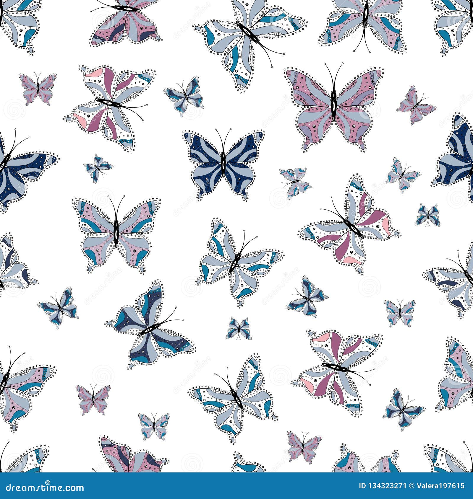Butterfly Floral Pattern on Tropical Theme Stock Illustration ...