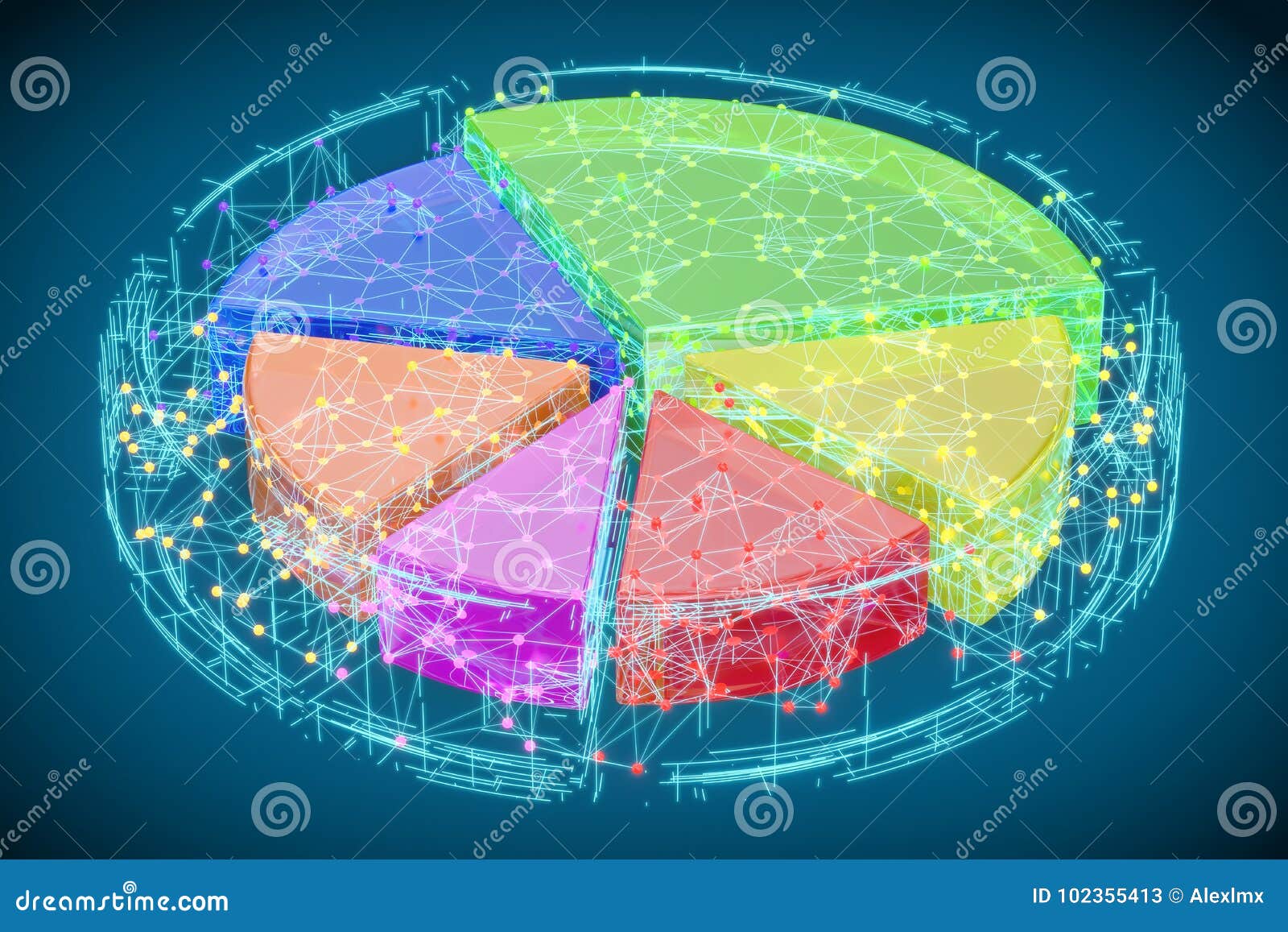 Abstract Colored Pie Chart, 3D Stock Illustration - Illustration of ...