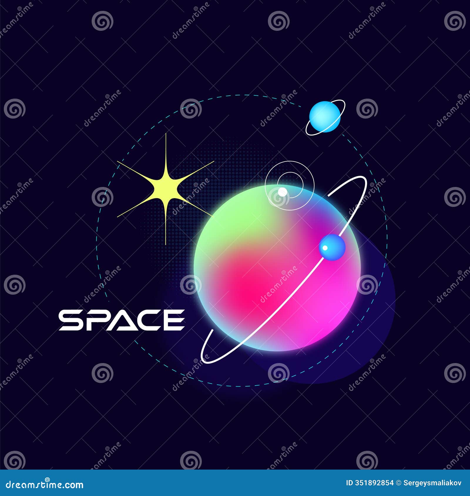 Abstract Colored Planets in Space Stock Illustration - Illustration of ...