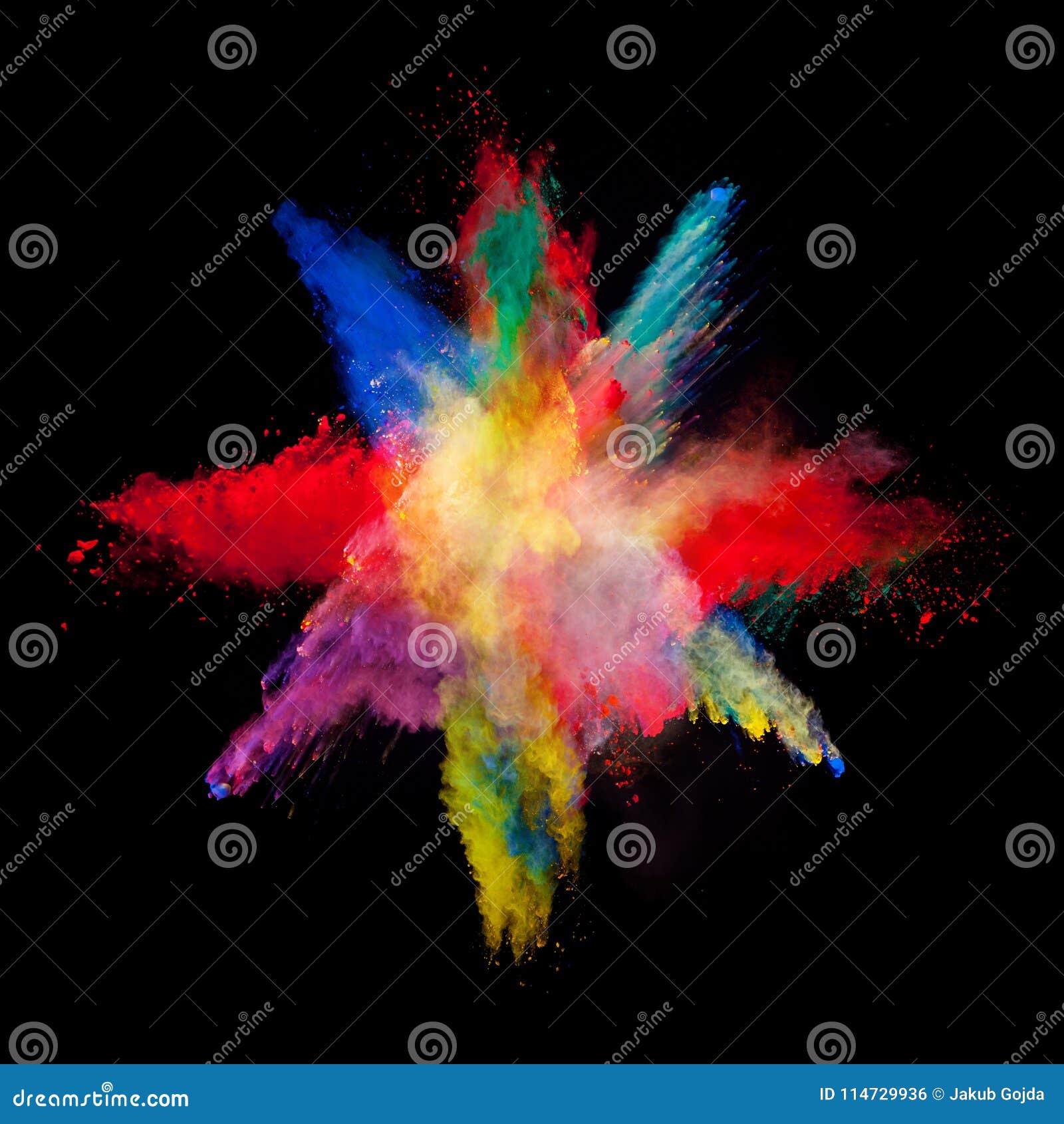 Abstract Colored Powder Explosion Isolated On Black Background. Stock ...