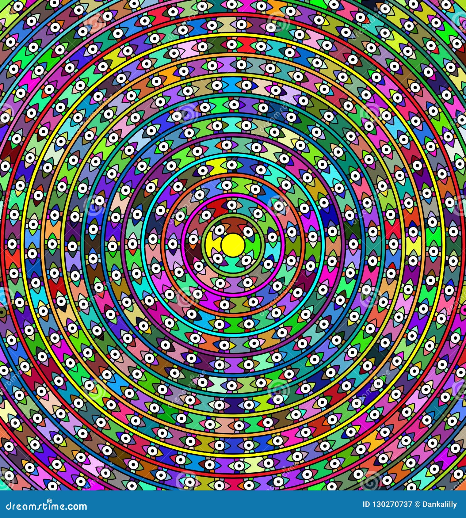 Abstract Colored Rings with Eyes and Figures Stock Vector ...