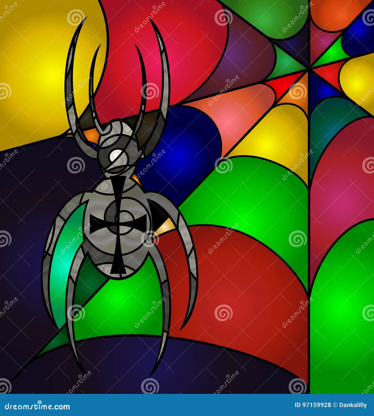 Abstract colored spider stock vector. Illustration of decorated - 97159928
