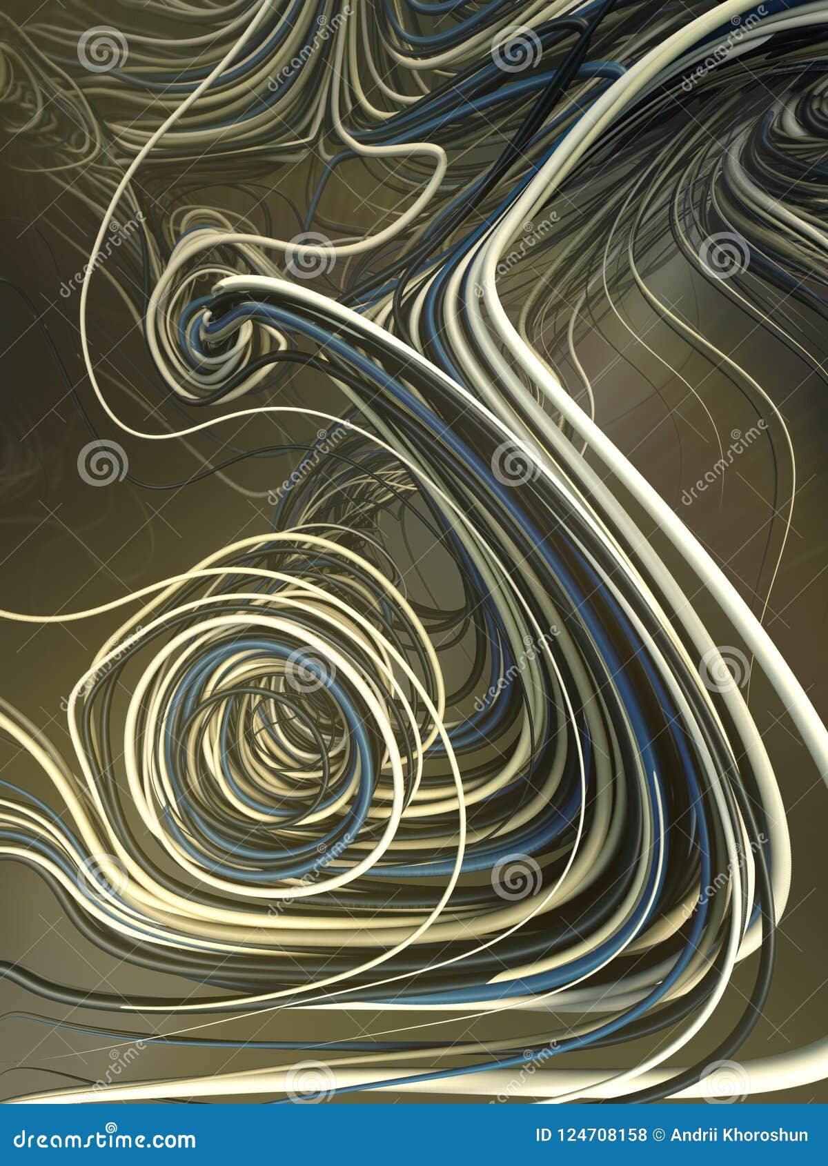 Interlacing Abstract Green Colored Curves. 3D Rendering Stock ...