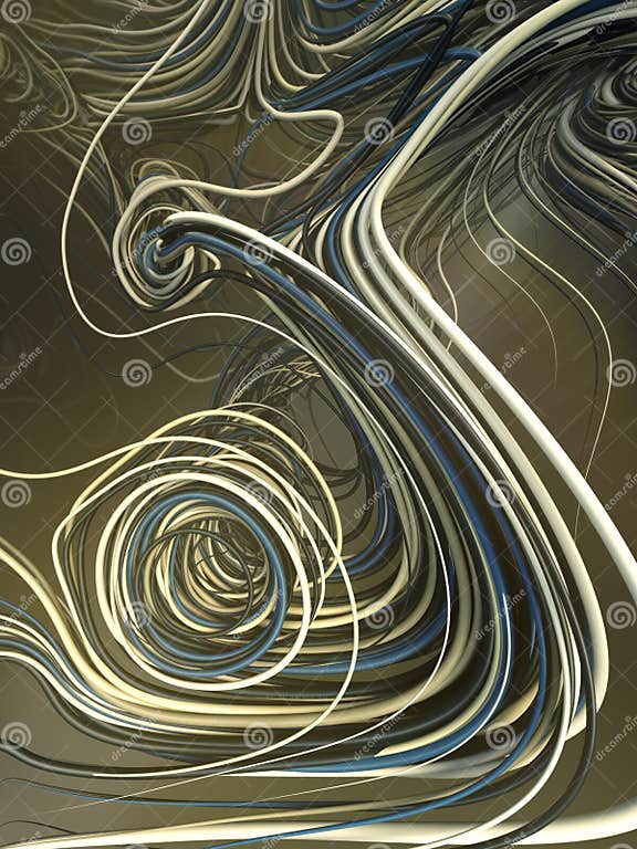 Interlacing Abstract Green Colored Curves. 3D Rendering Stock ...