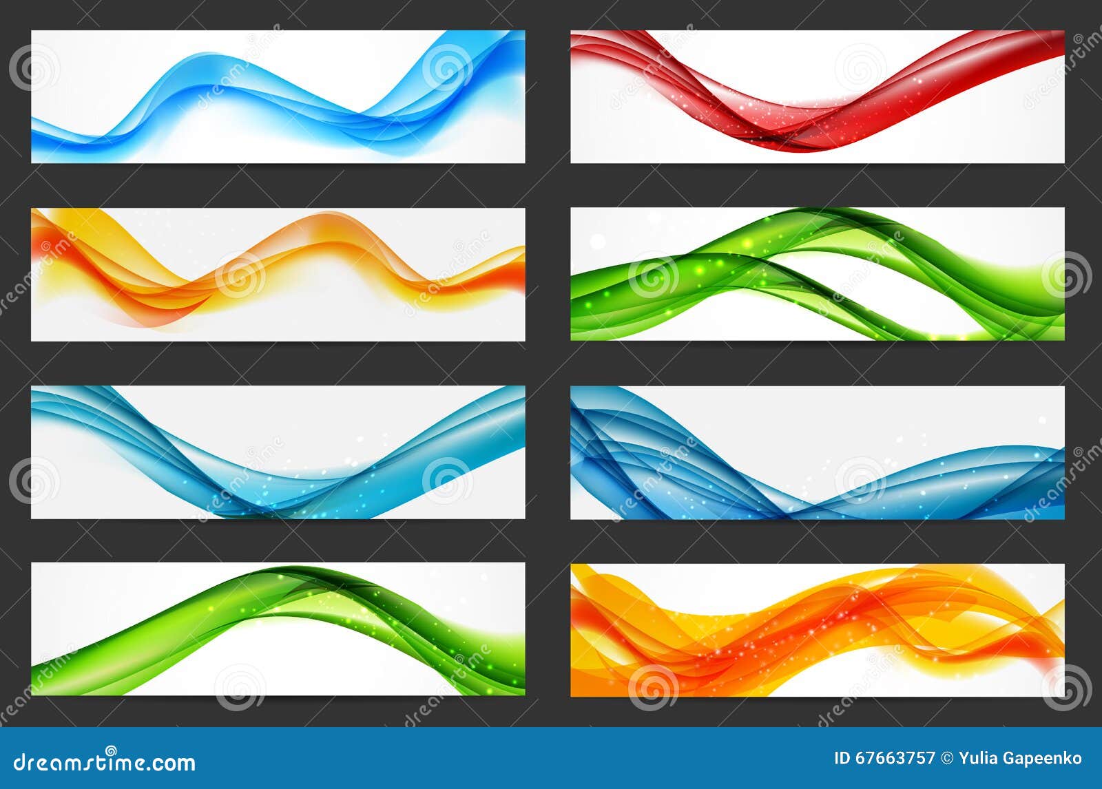 Abstract Colored Wave Header Background Set. Vector Illustration Stock ...