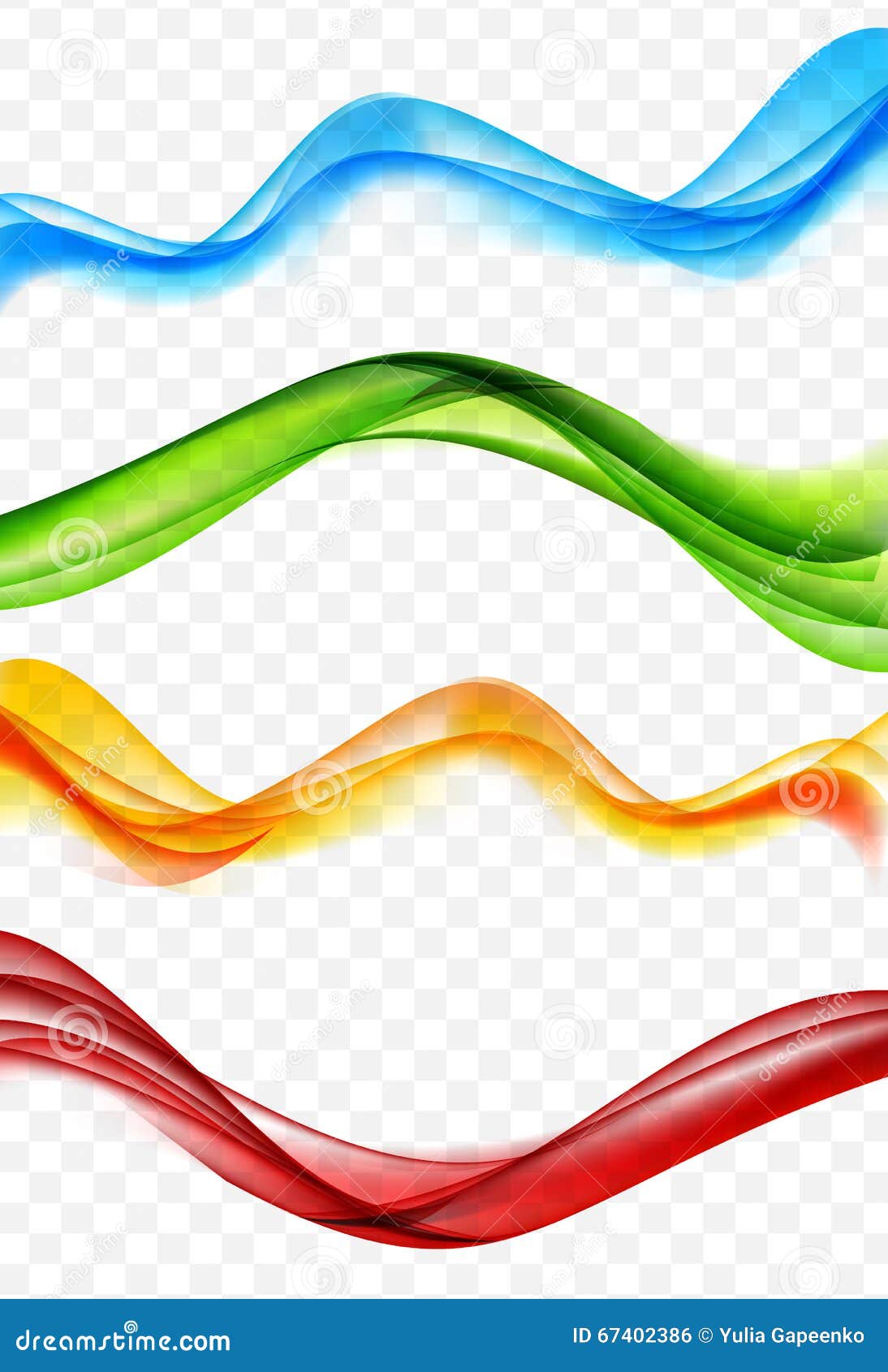 Abstract Colored Wave Set on Transparent Background. Vector Ill Stock ...