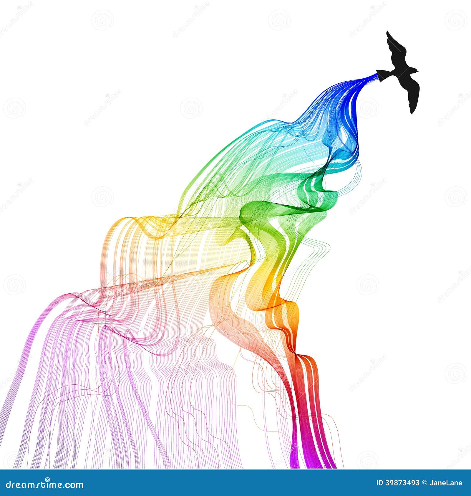 Abstract Colorful Background with Bird and Wave Stock Vector ...