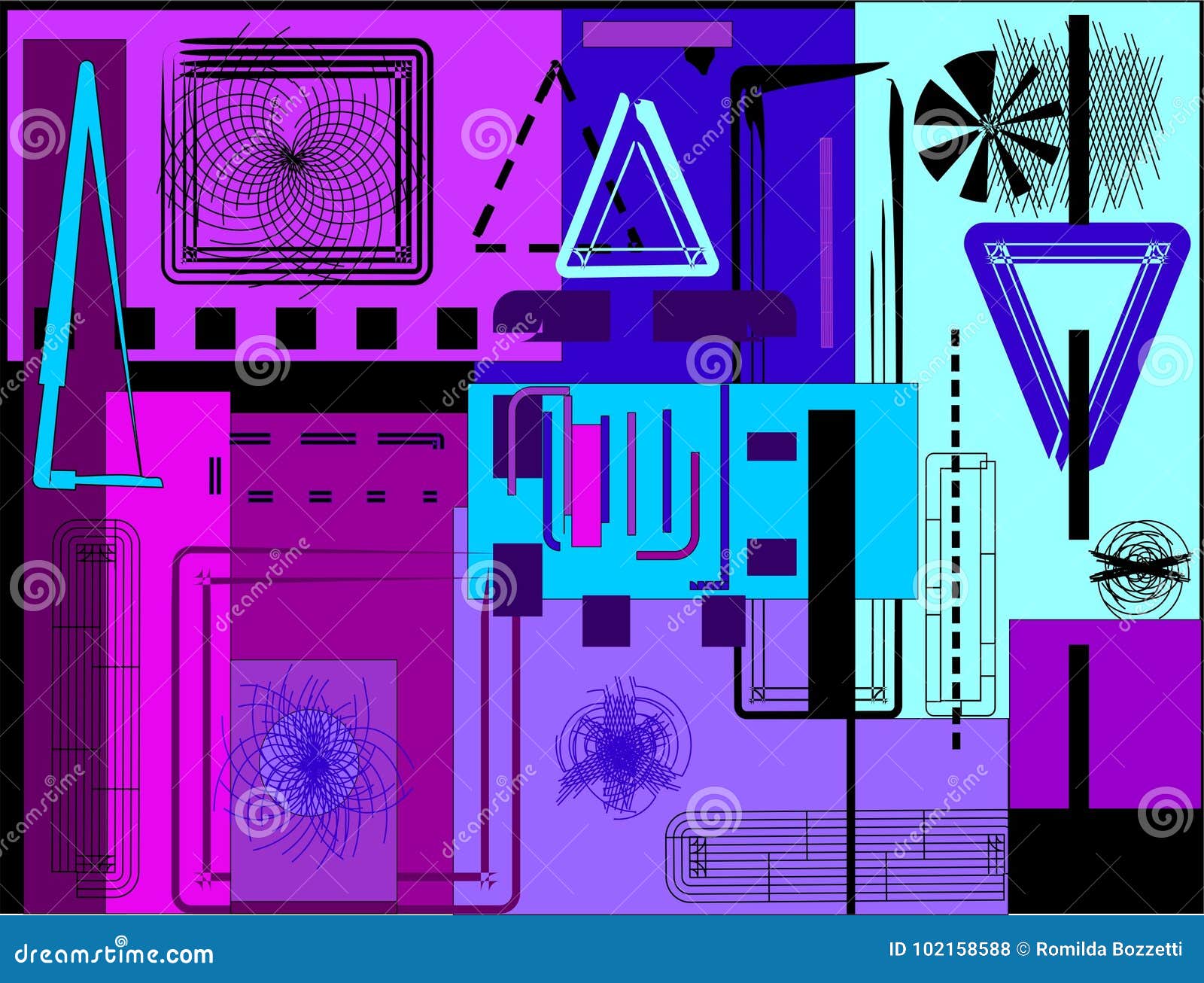 Abstract Colorful Background , Blue and Purple Rectangular Shapes on ...